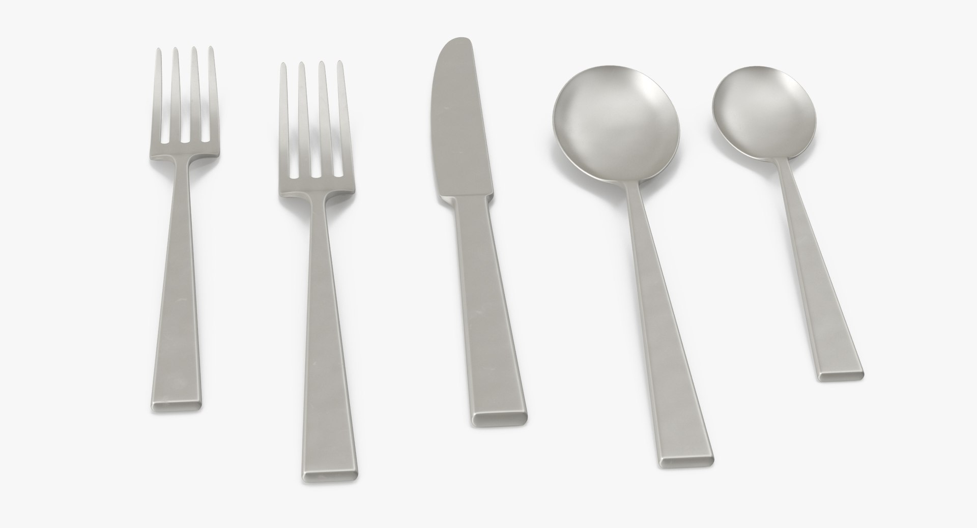 Simple Flatware Set 02 3d Model