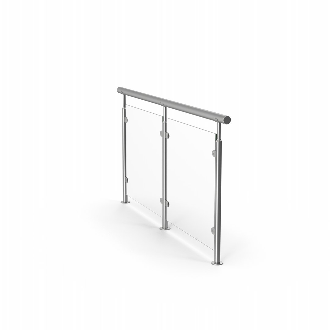 3D Silver Glass Railing - TurboSquid 2154968