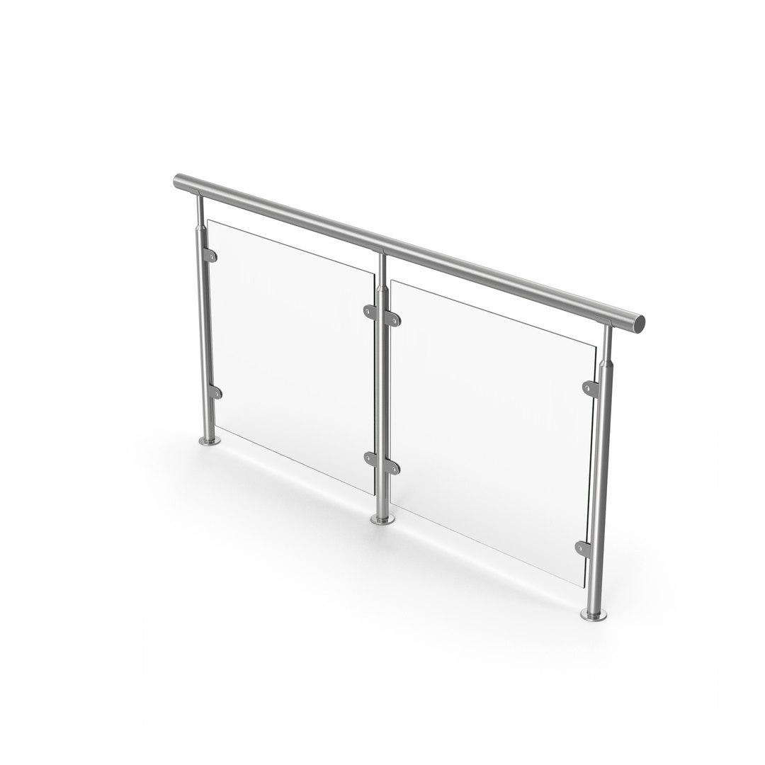 3D Silver Glass Railing - TurboSquid 2154968