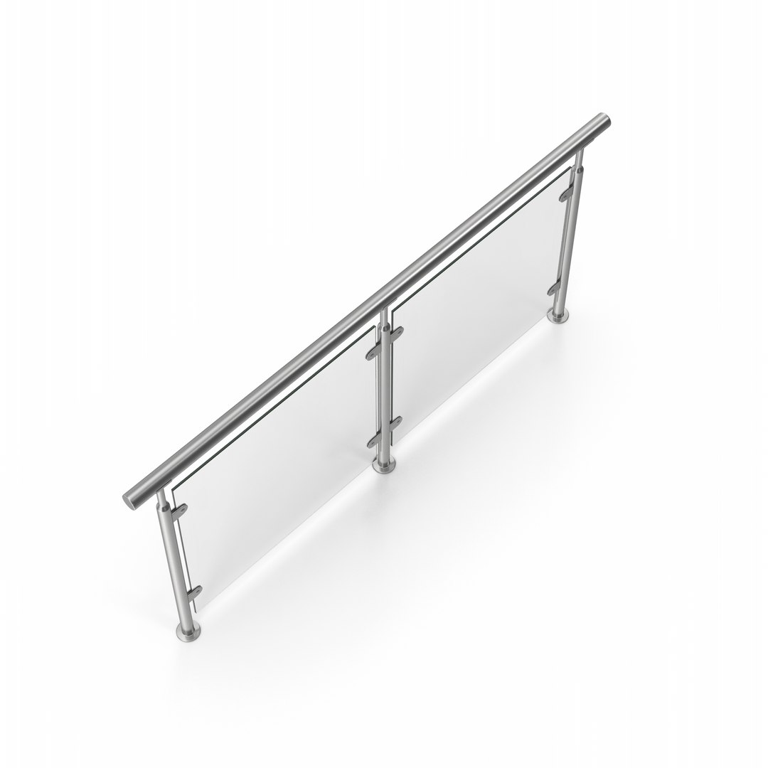 3D Silver Glass Railing - TurboSquid 2154968
