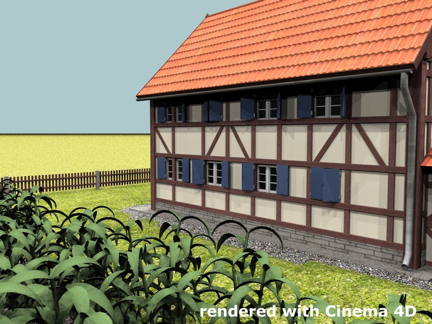 3d old german half-timbered house model
