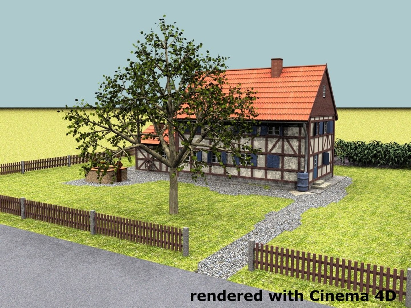 3d old german half-timbered house model