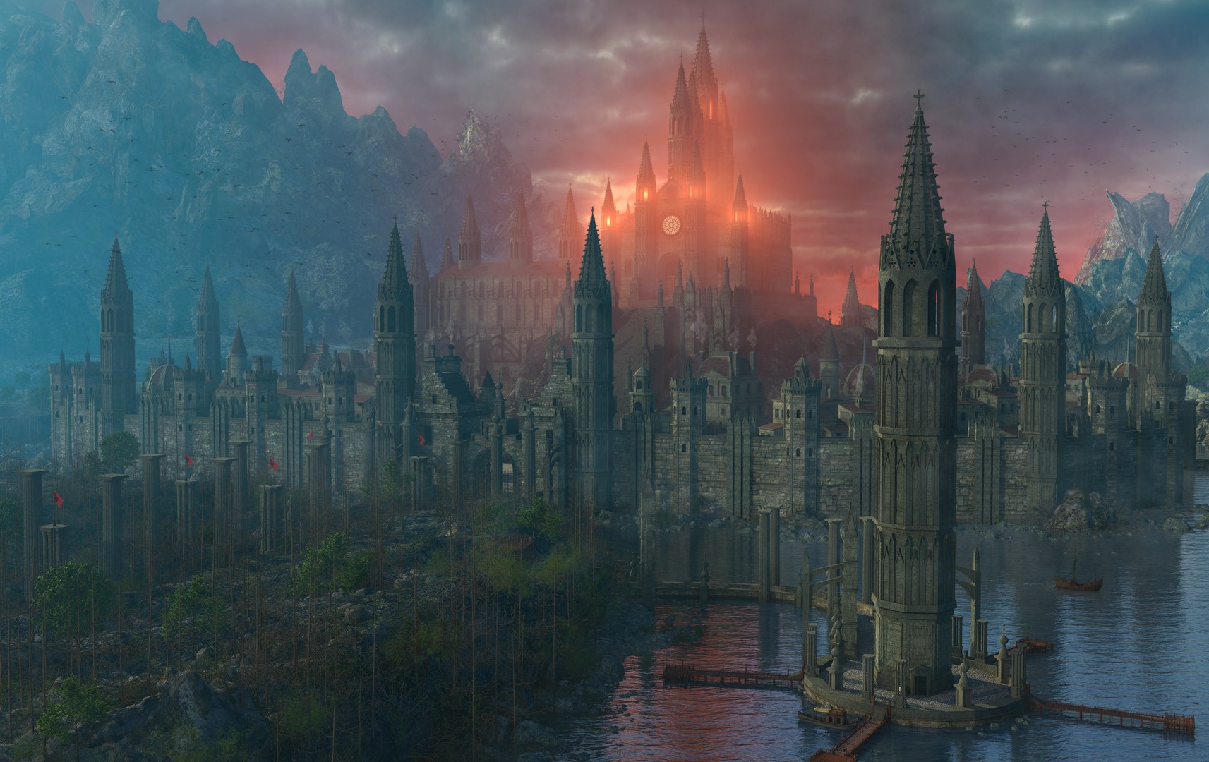 Fantasy Castle Town 3D Model - TurboSquid 1957363