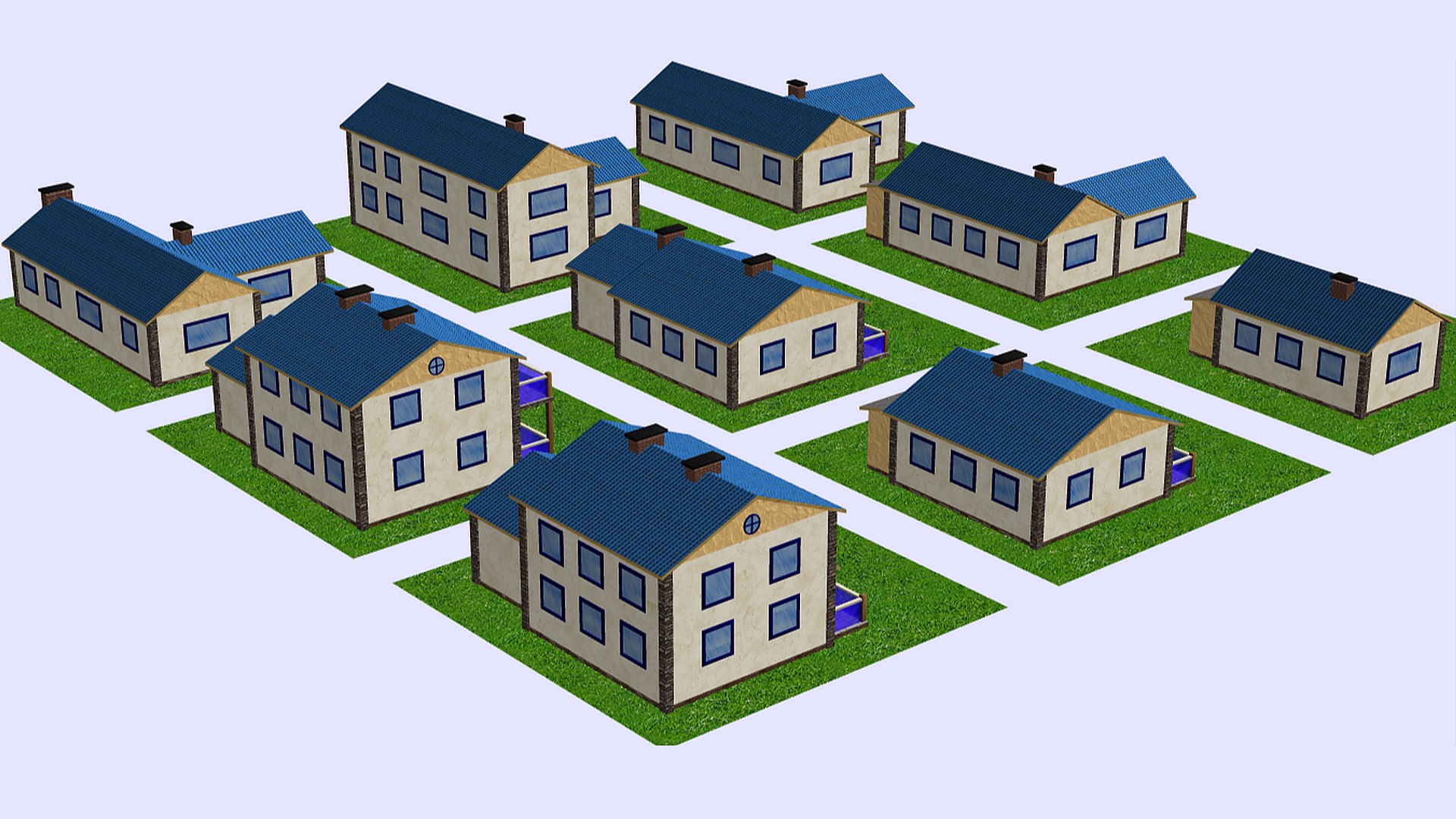3D Collection Of 6 X 9 Houses In Different Styles Model - TurboSquid ...