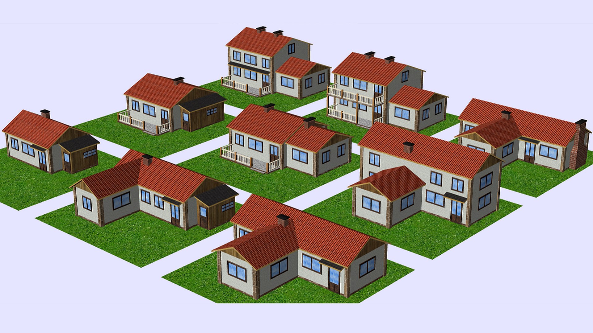 3D Collection Of 6 X 9 Houses In Different Styles Model - TurboSquid ...