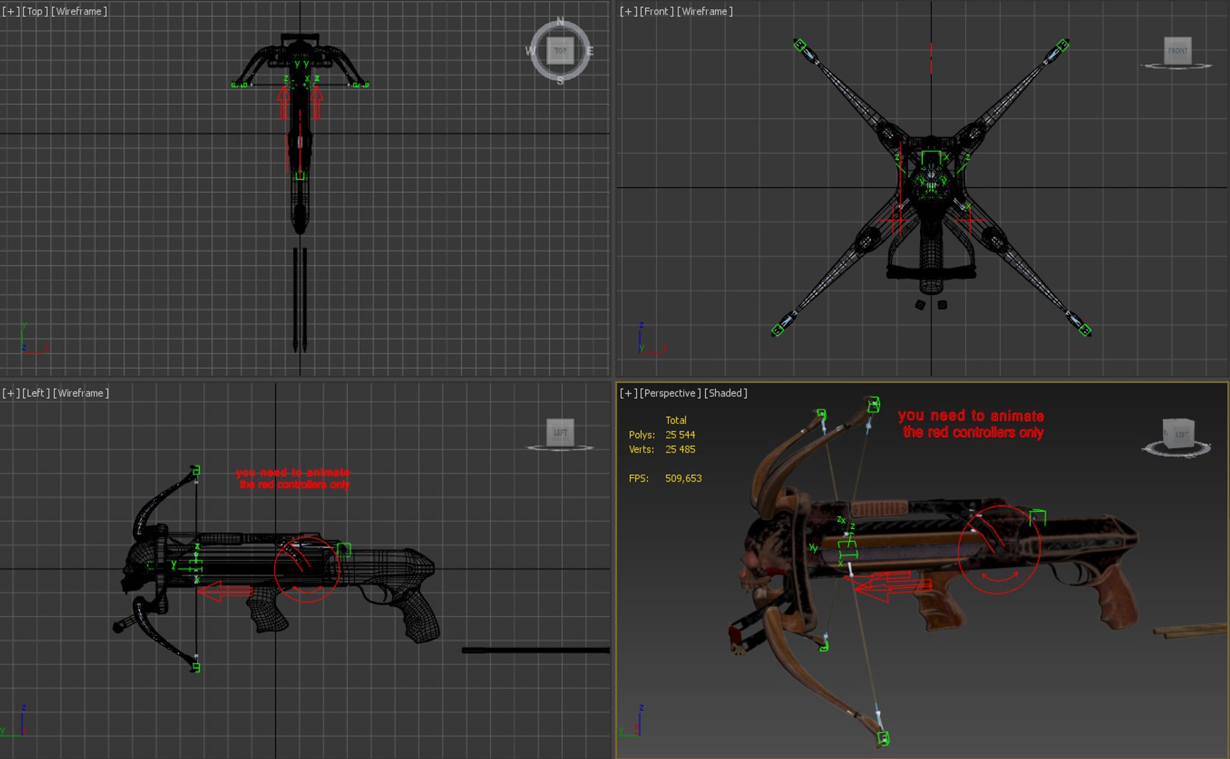 3d Crossbow Animation Ready Model