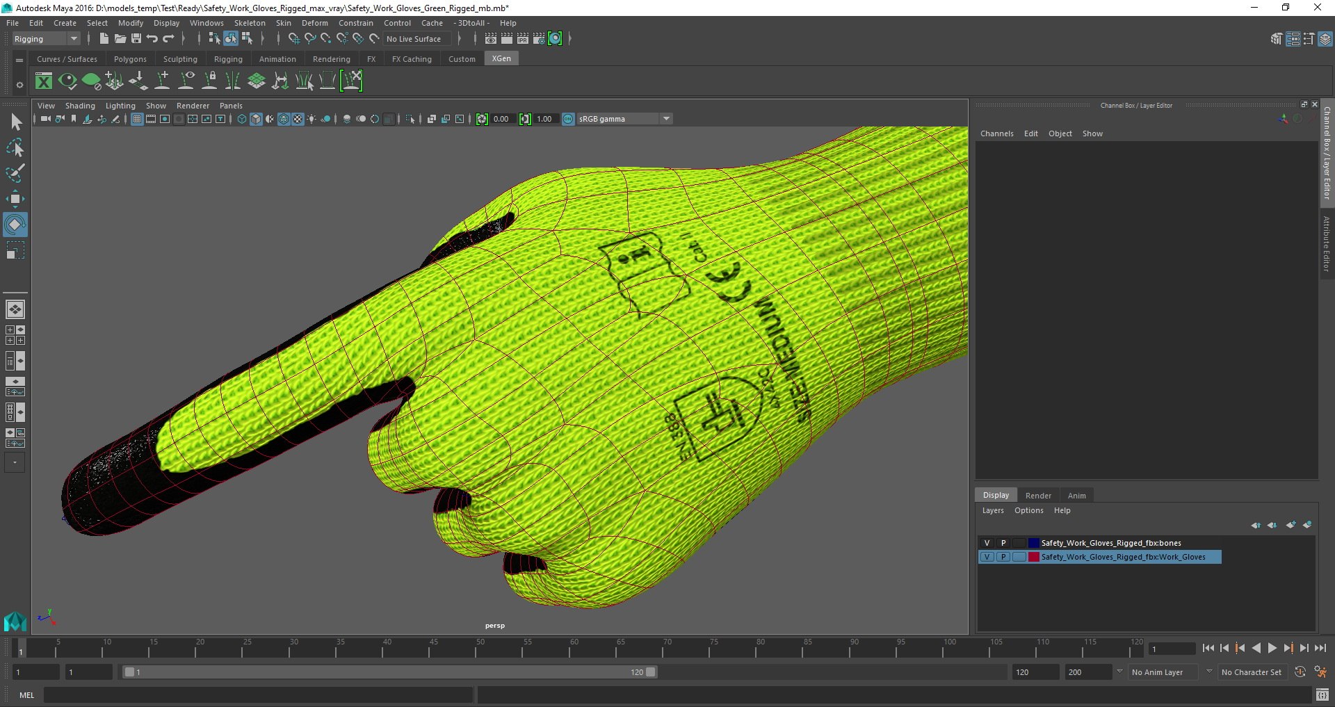 Safety Work Gloves Green Rigged For Maya 3D Model - TurboSquid 1859832