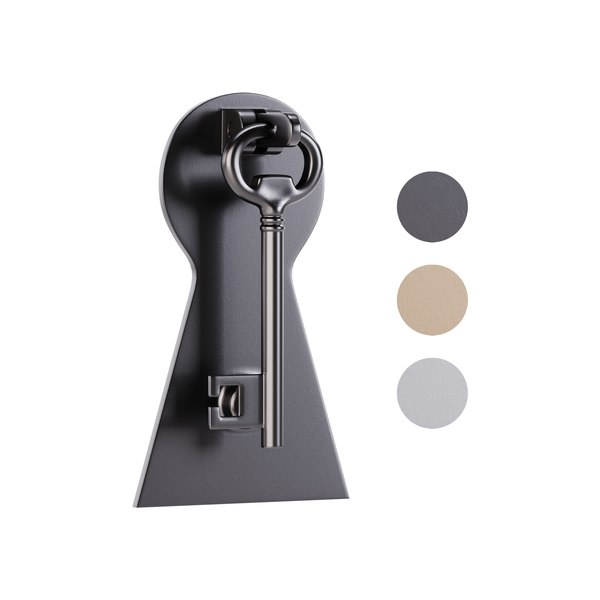 modelo 3d Aldaba de puerta con llave de hierro fundido negro ...