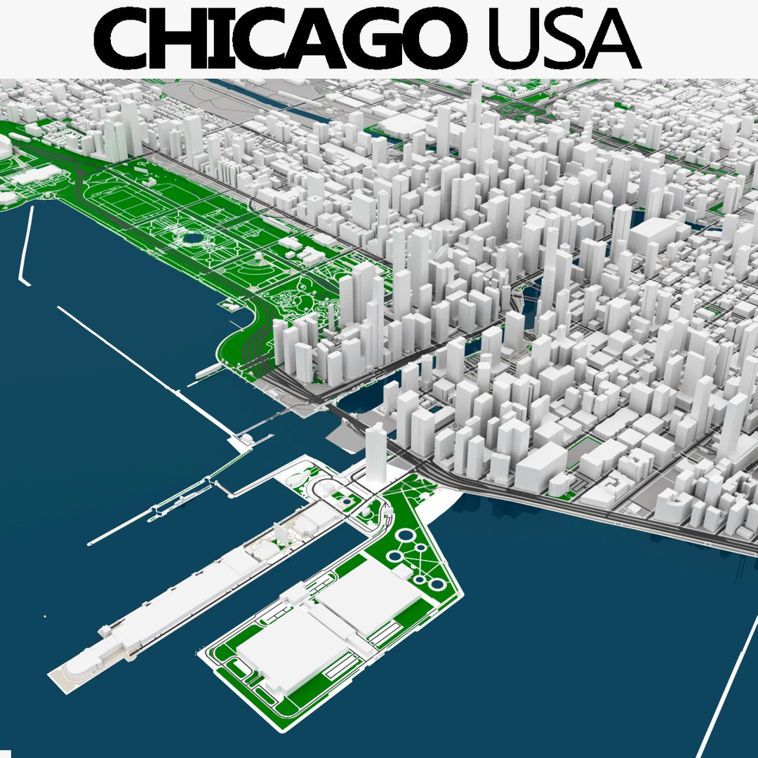 3D Model Chicago Illinois USA 3D City Map - TurboSquid 2306994