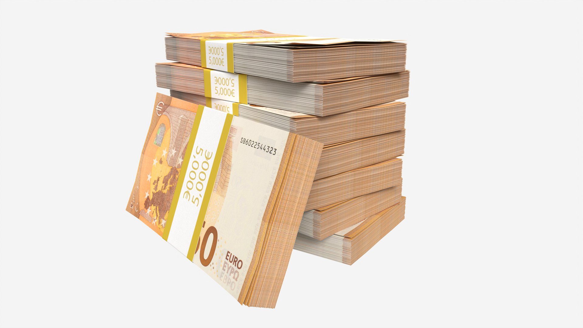 Euro Banknote Bundles Medium Set Model - TurboSquid 2107413