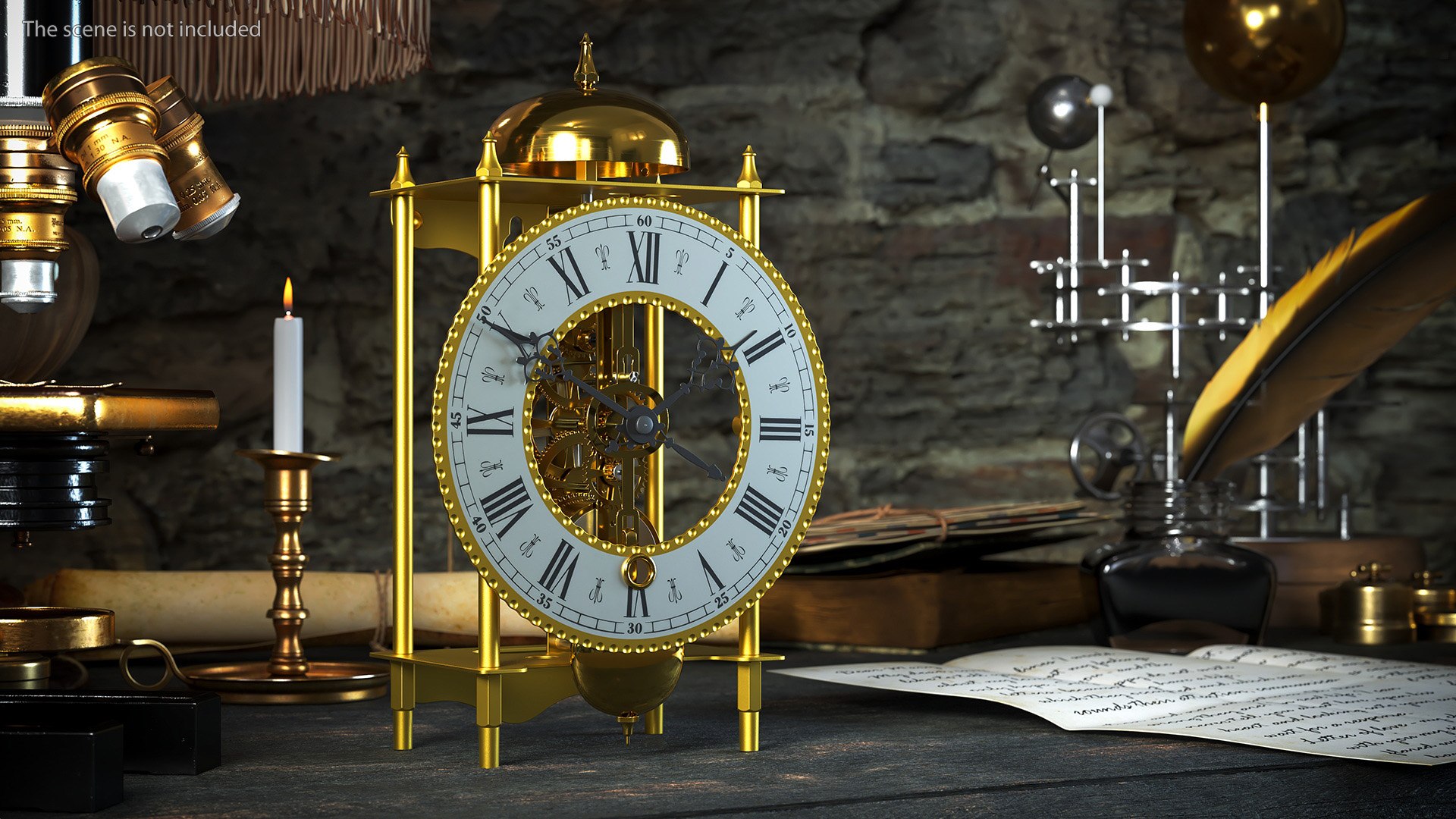 Open Mechanical Skeleton Clock Model - TurboSquid 2280768