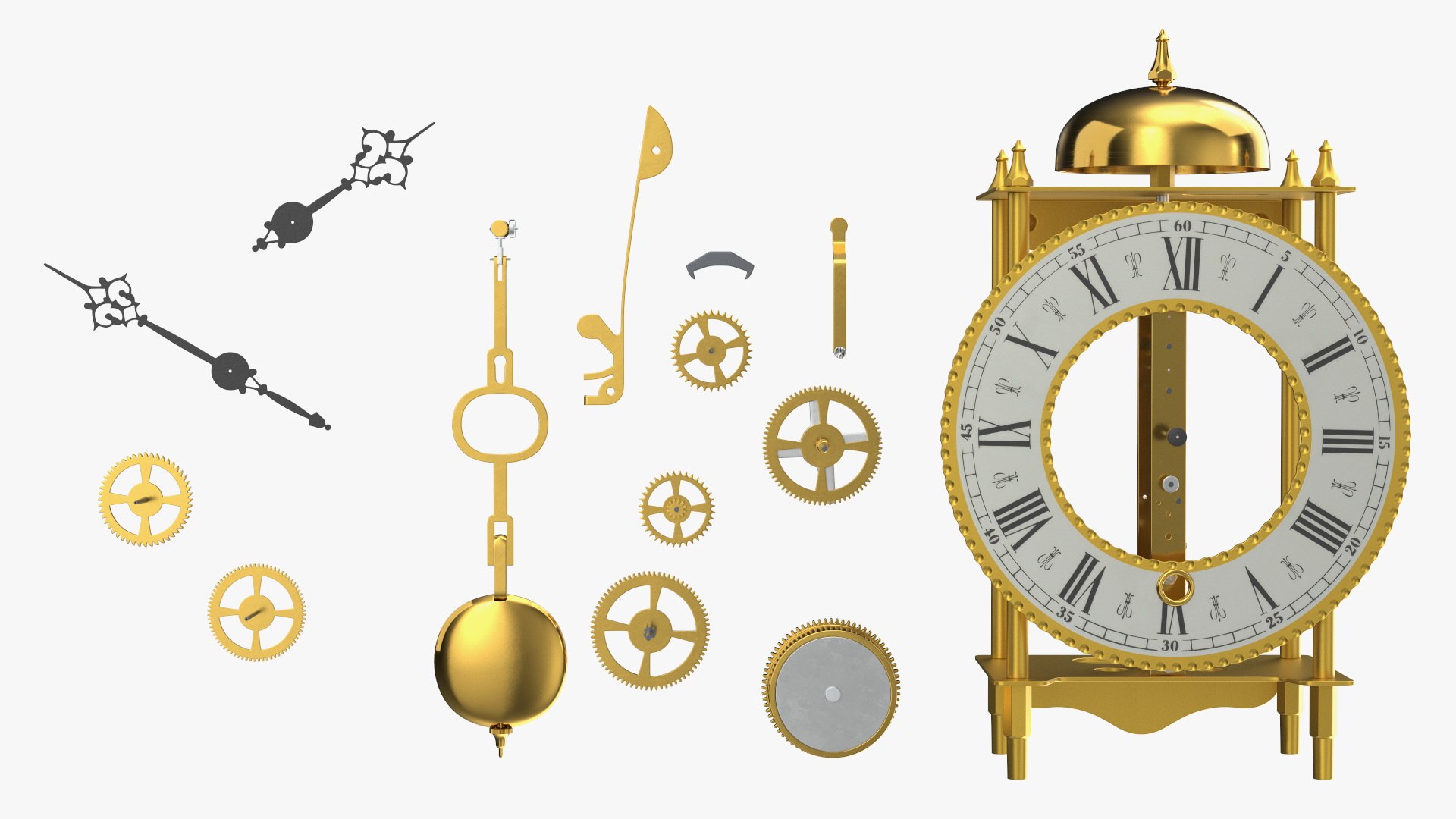 Open Mechanical Skeleton Clock Model - TurboSquid 2280768