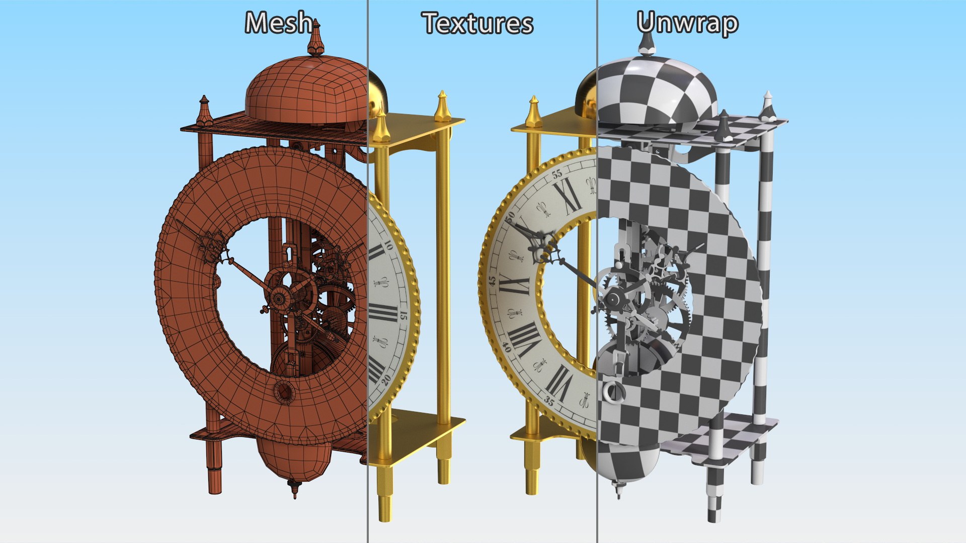 Open Mechanical Skeleton Clock Model - TurboSquid 2280768