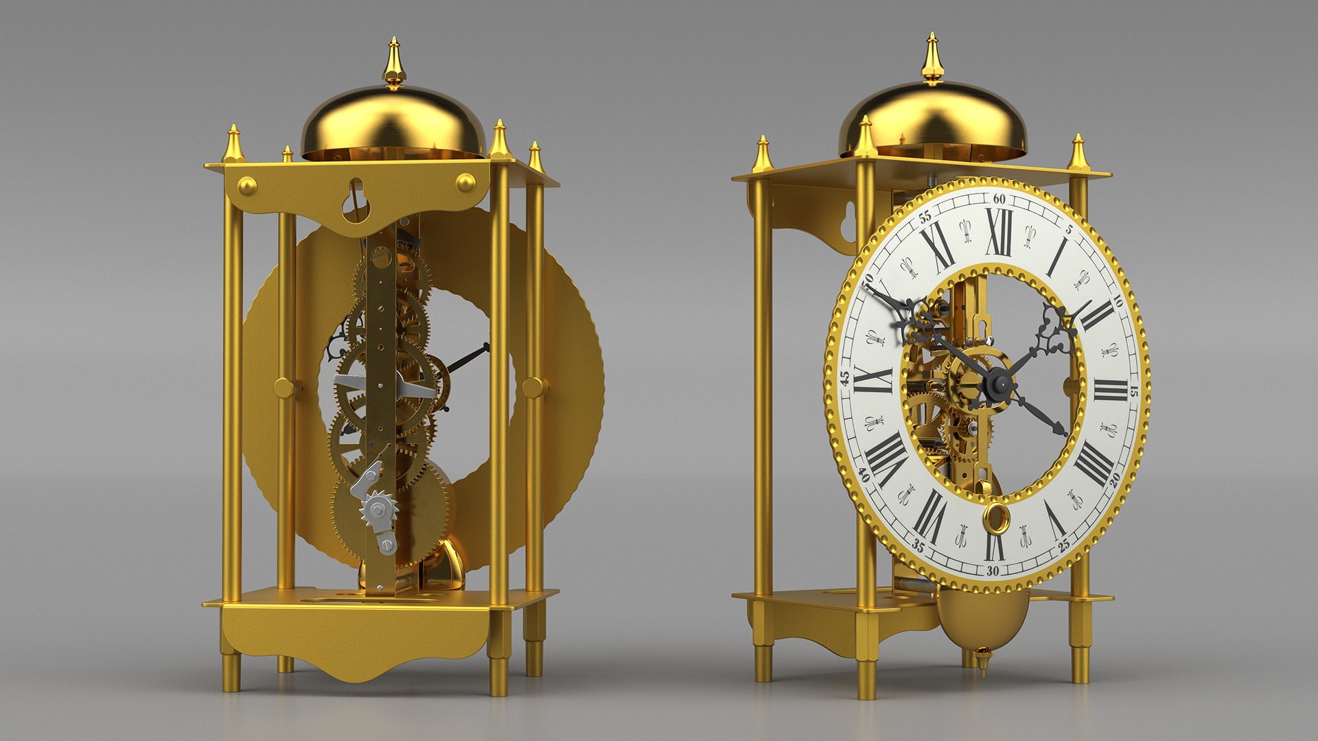 Open Mechanical Skeleton Clock Model - TurboSquid 2280768
