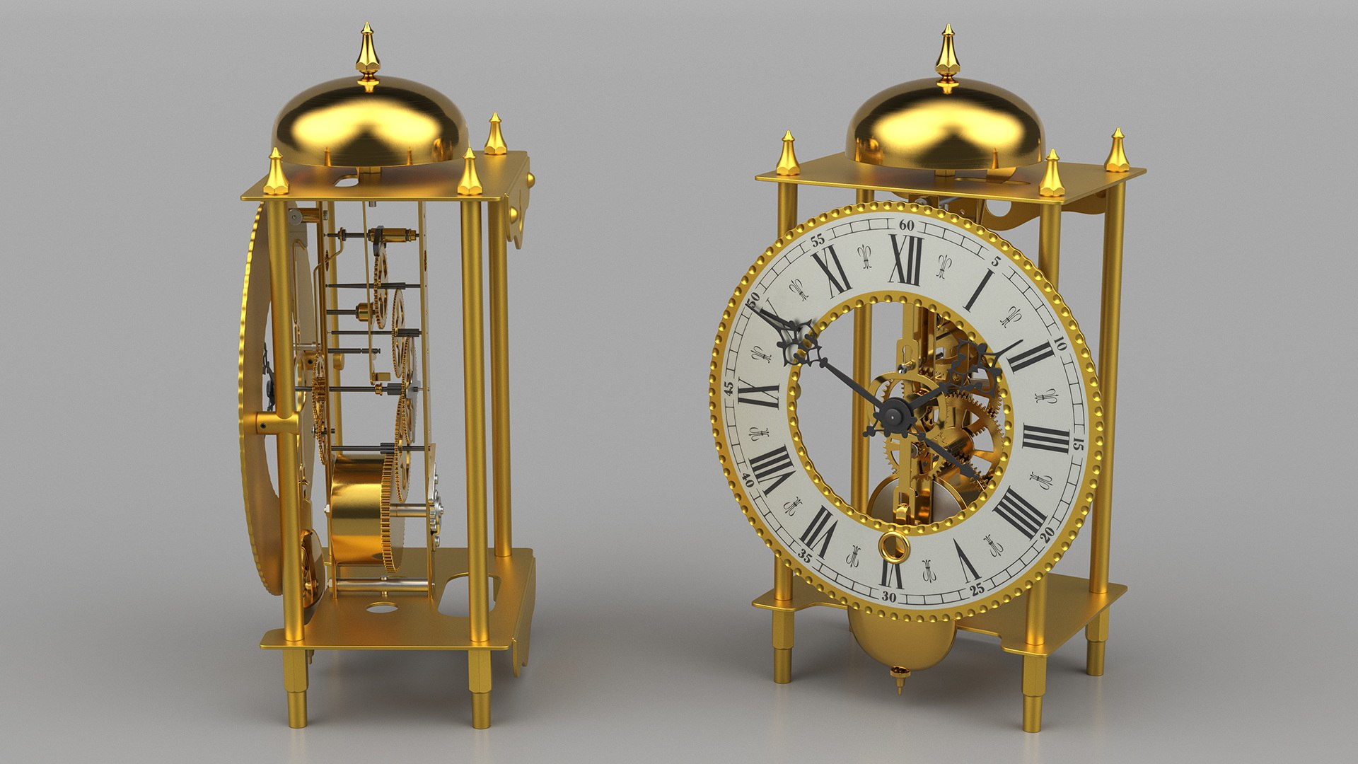 Open Mechanical Skeleton Clock Model - TurboSquid 2280768