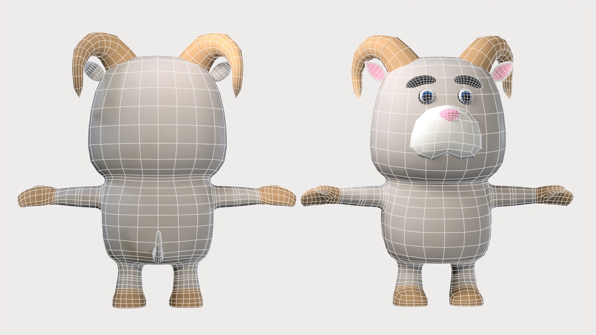 Cartoonish Humanoid Ram Character 3D - TurboSquid 2251244