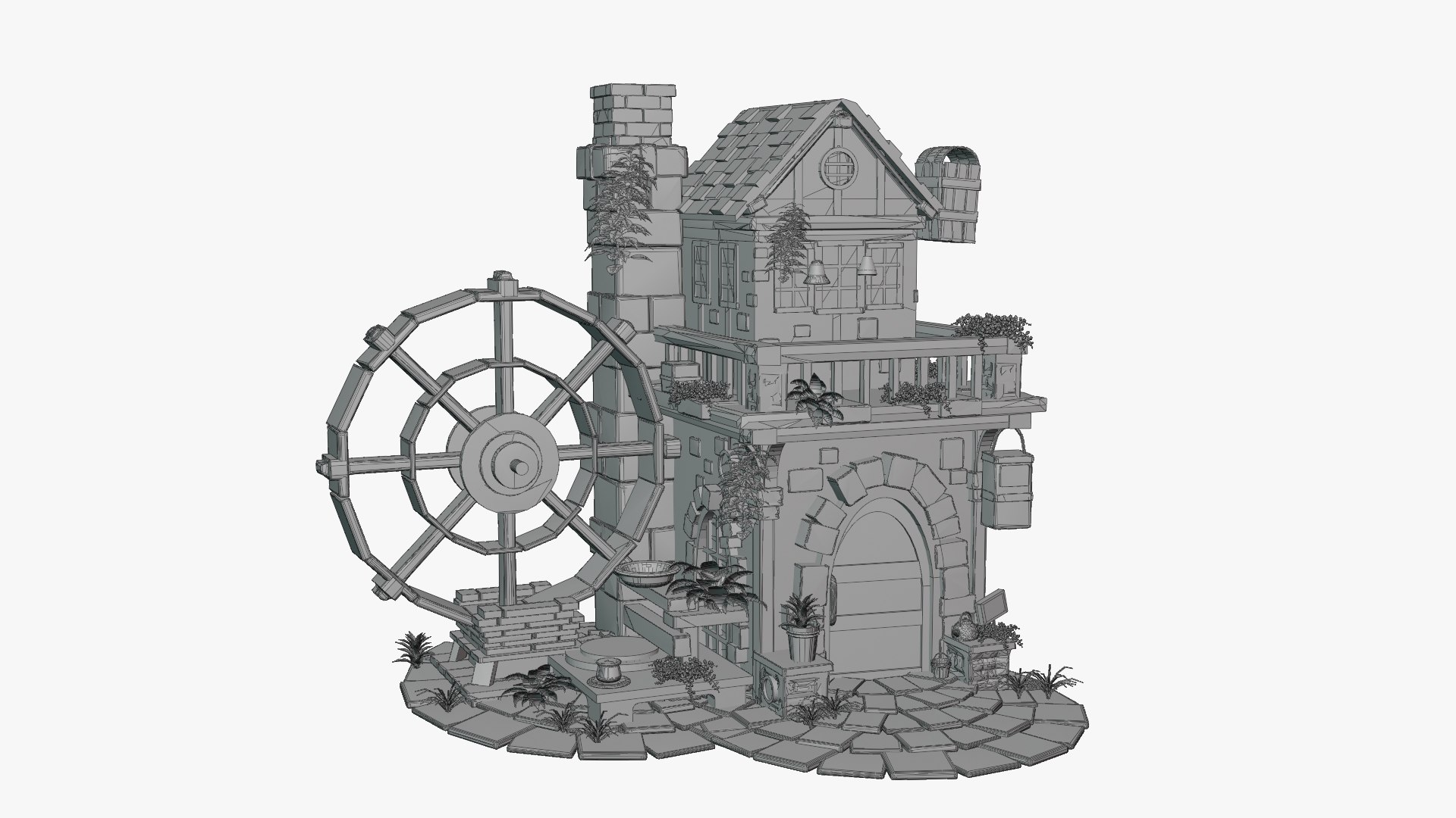 3D Low Poly Cartoon Water Pump Building - TurboSquid 2240533