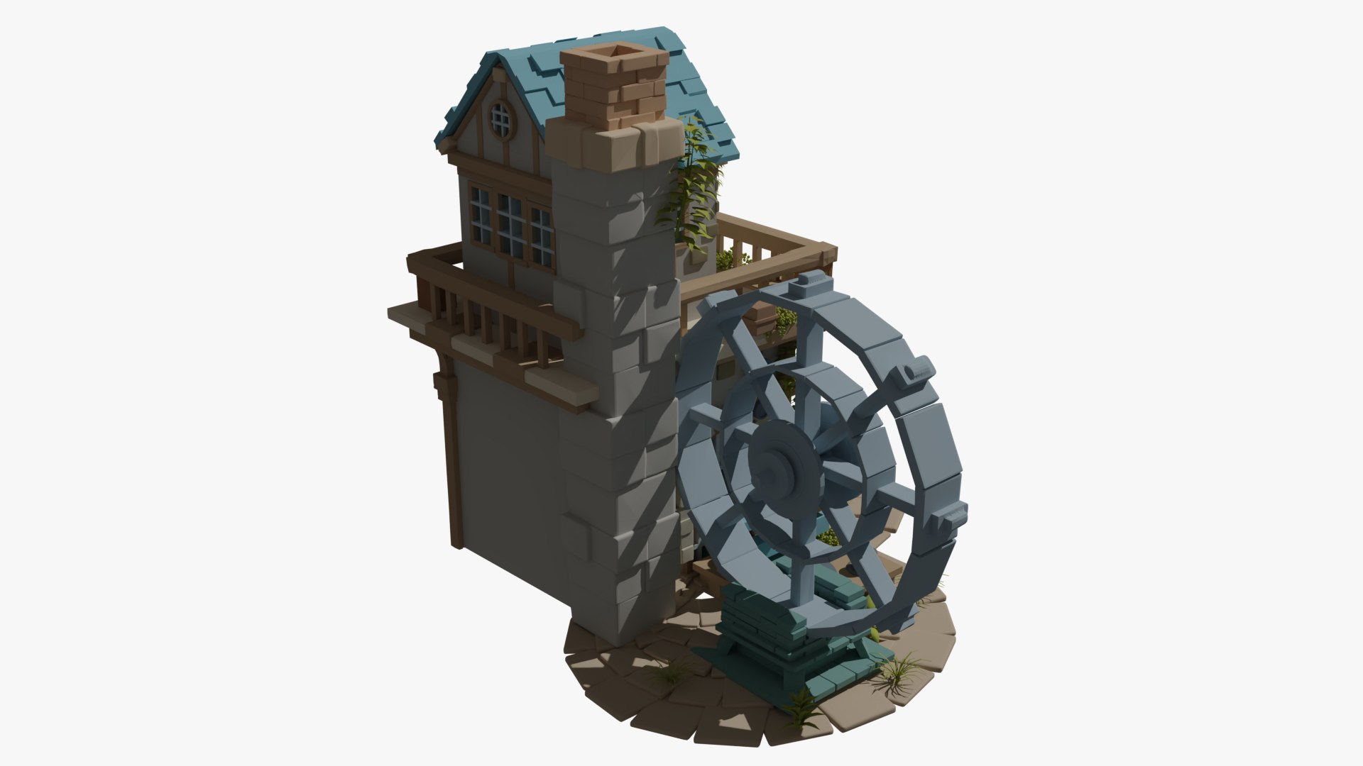 3D Low Poly Cartoon Water Pump Building - TurboSquid 2240533