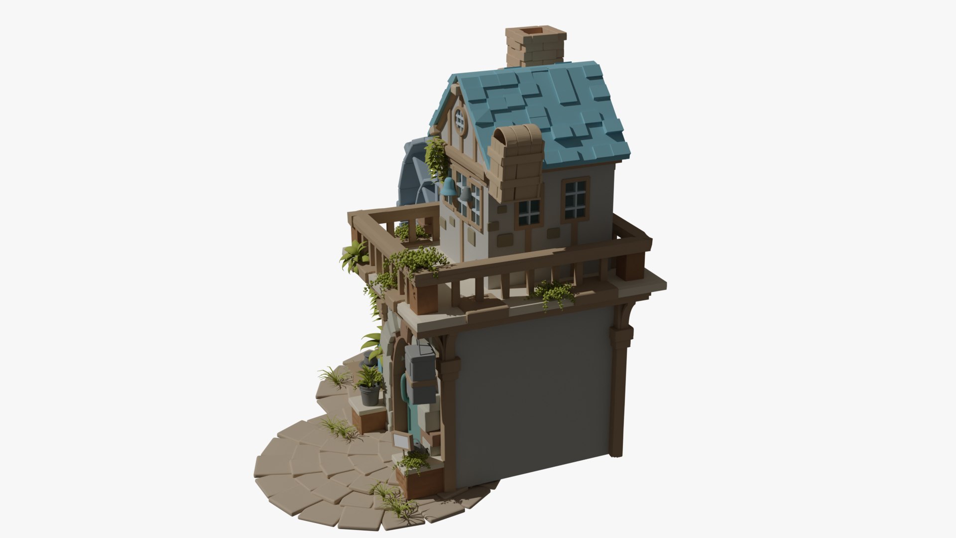 3D Low Poly Cartoon Water Pump Building - TurboSquid 2240533