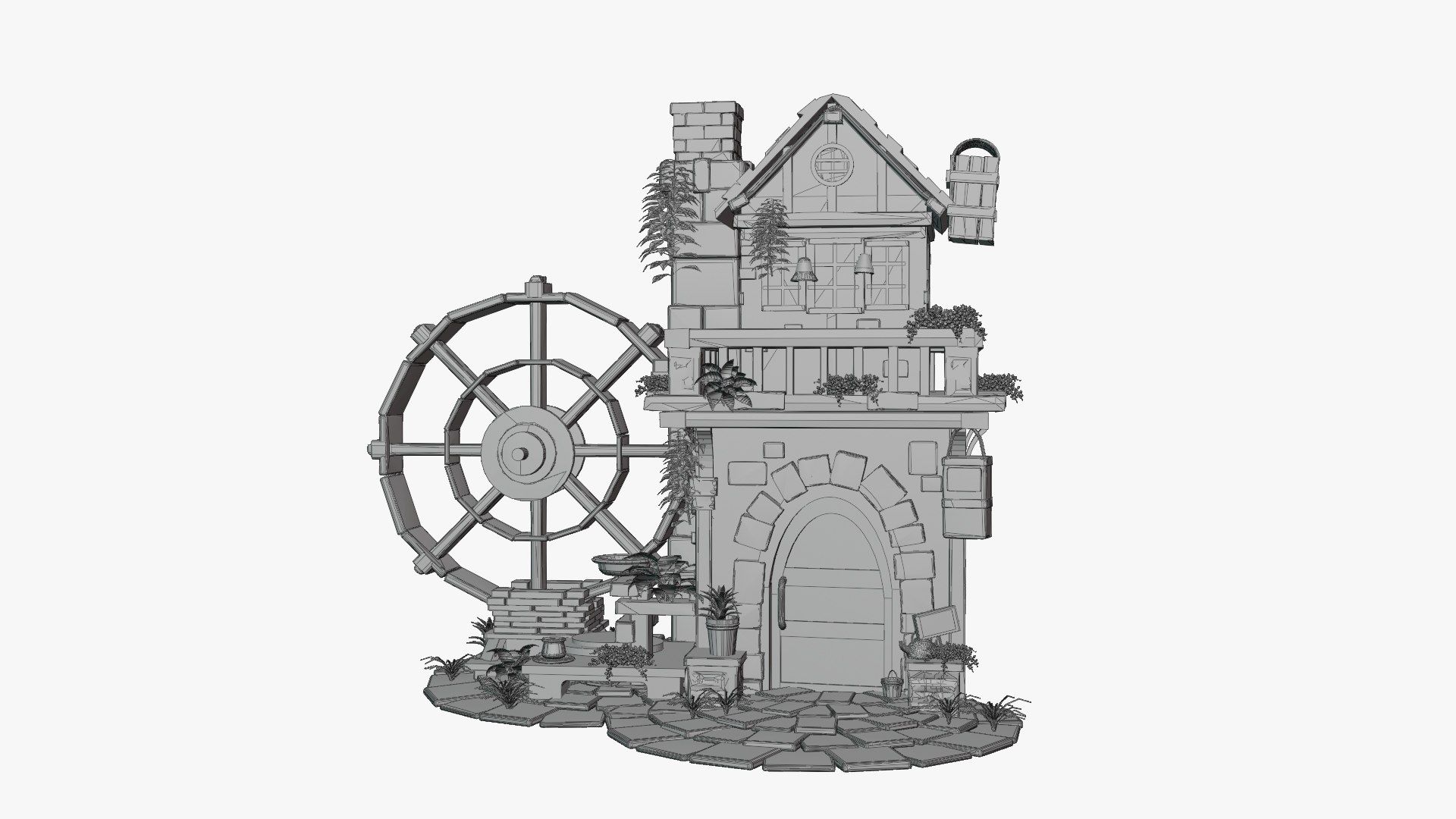 3D Low Poly Cartoon Water Pump Building - TurboSquid 2240533