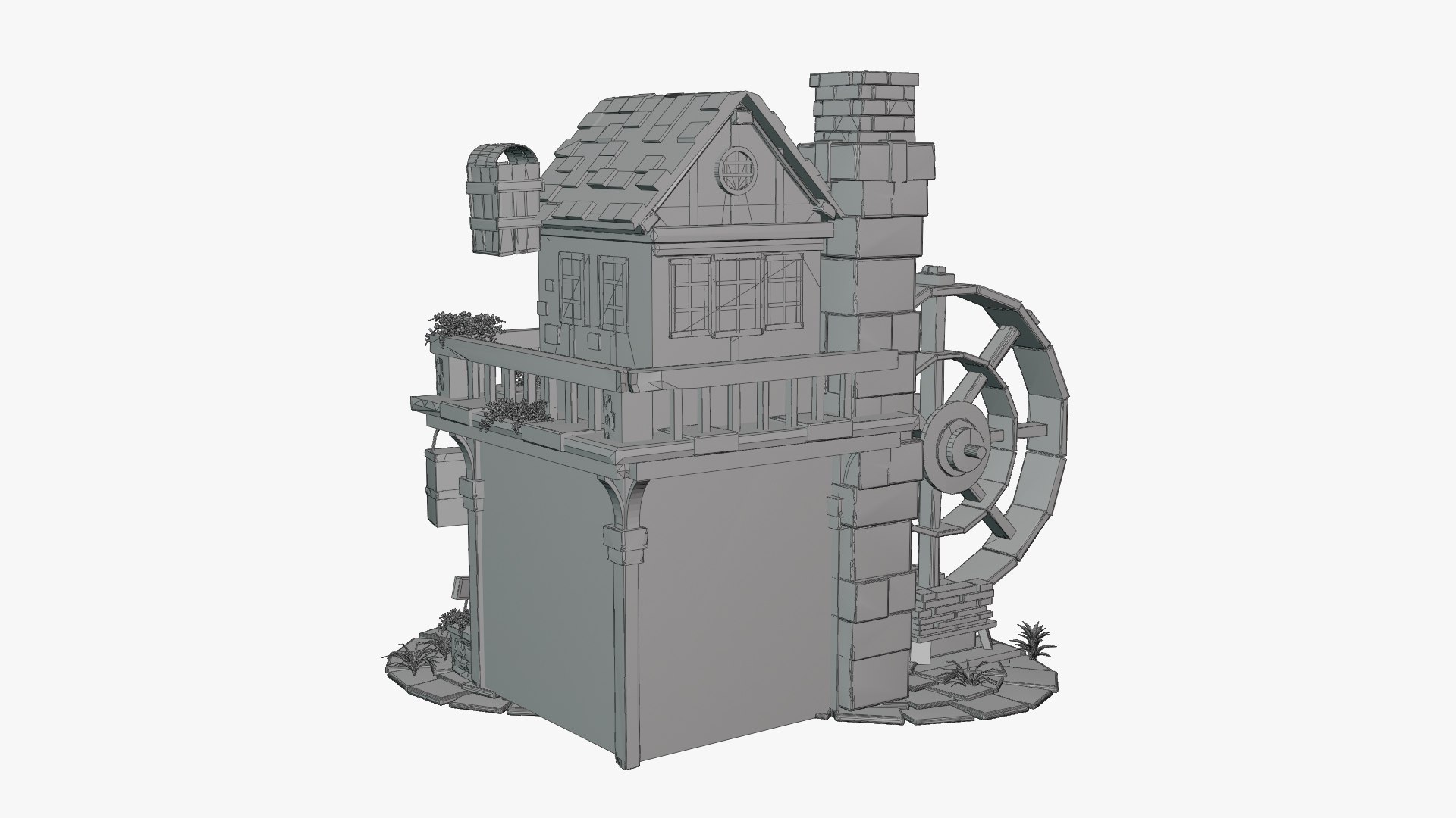 3D Low Poly Cartoon Water Pump Building - TurboSquid 2240533
