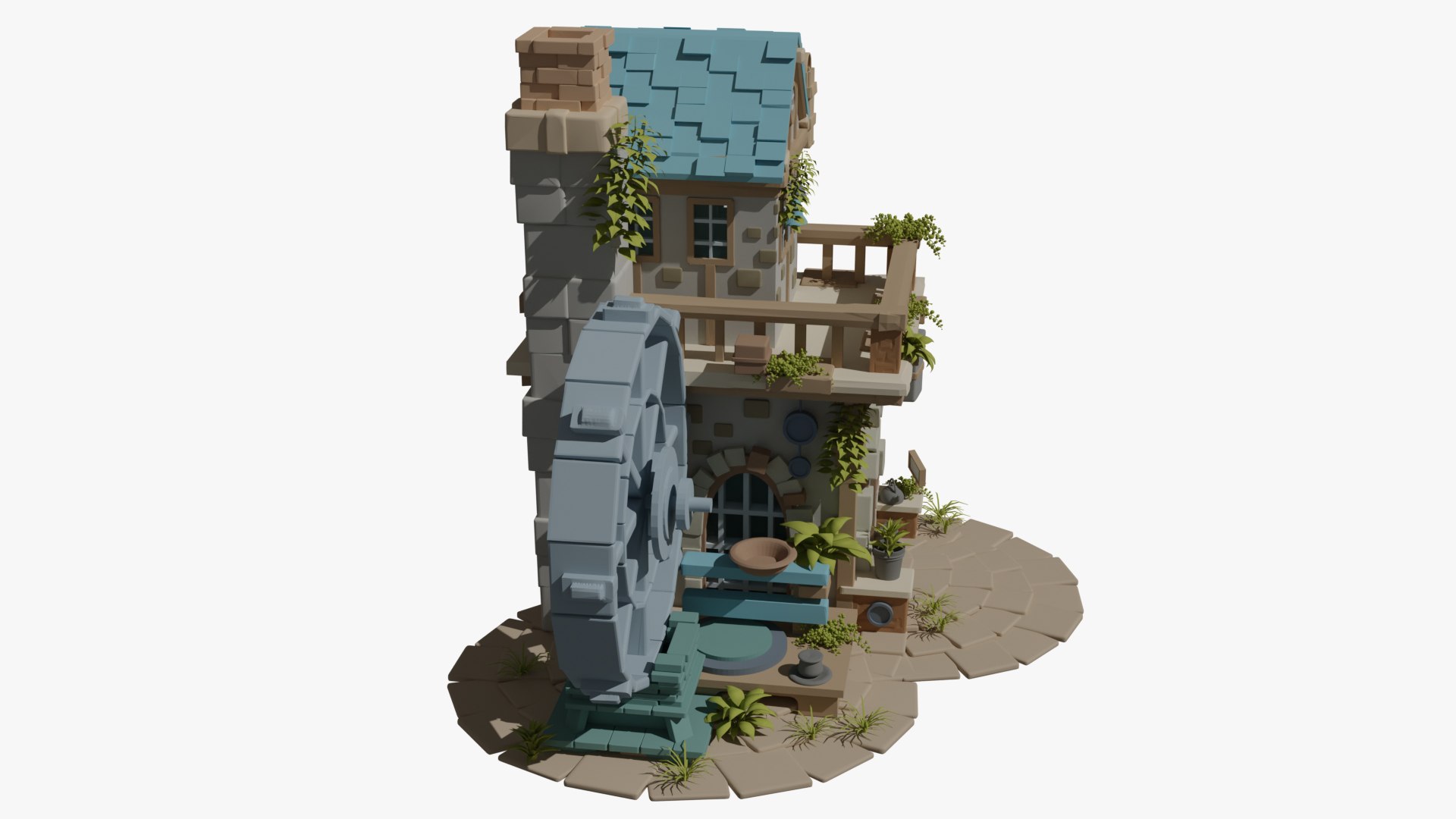 3D Low Poly Cartoon Water Pump Building - TurboSquid 2240533