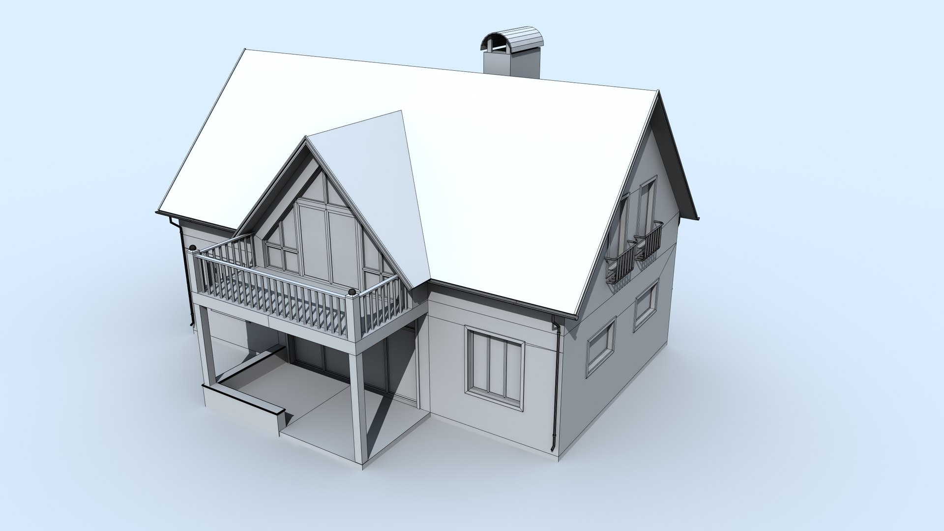 3d small cottage model