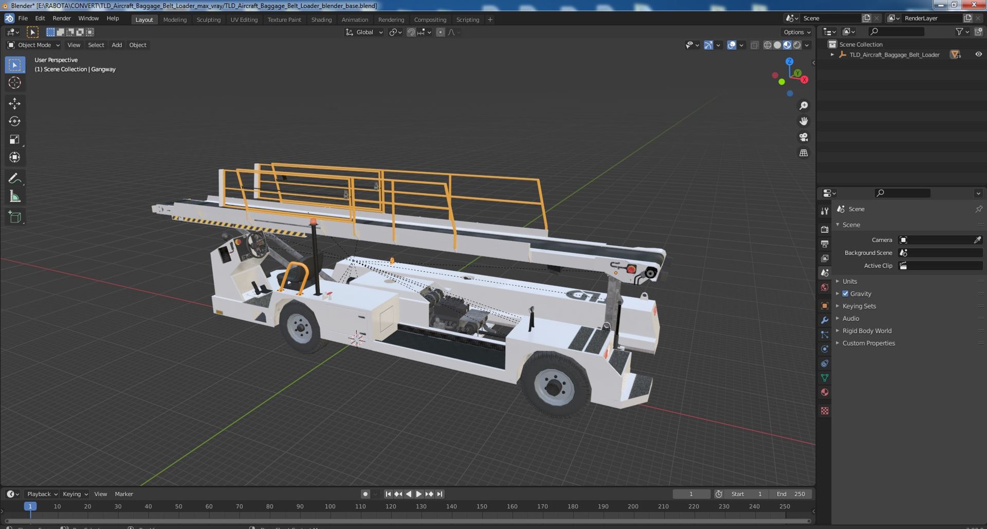 3D TLD Aircraft Baggage Belt Loader - TurboSquid 2140983