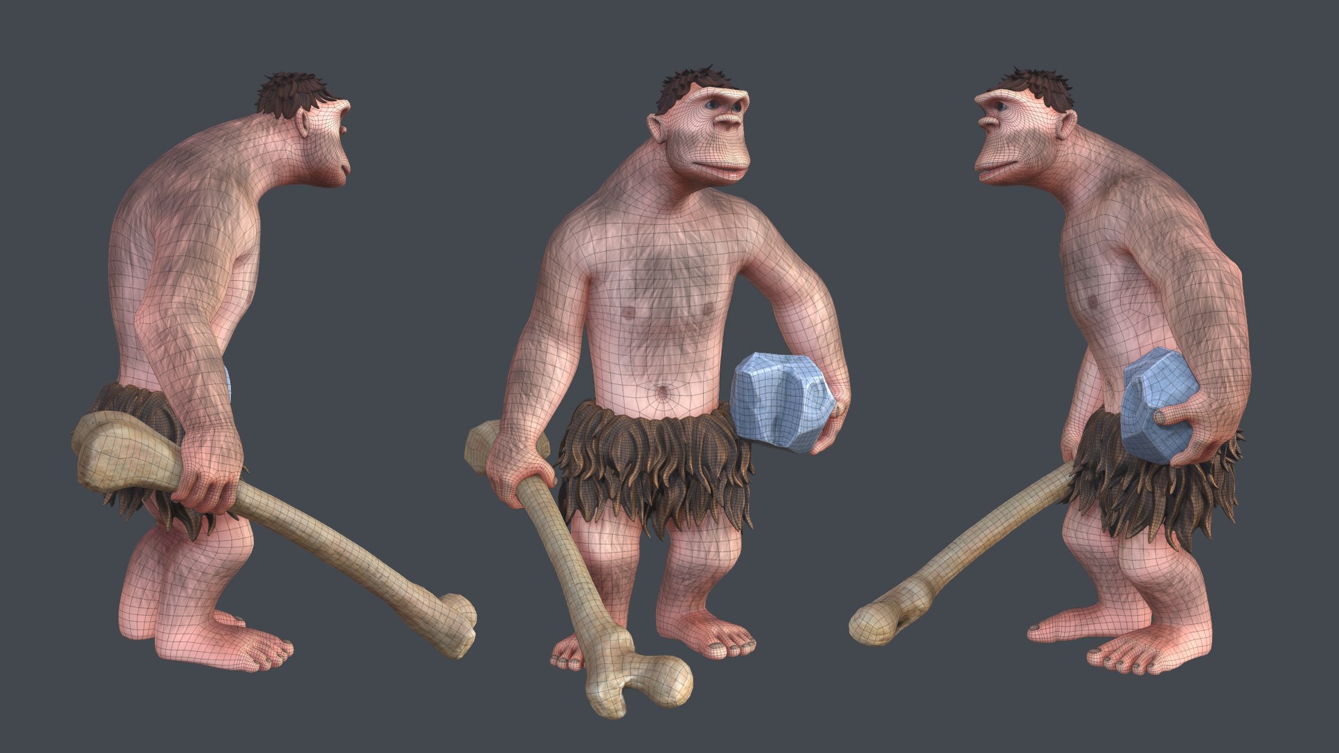 3D Cartoon Neanderthal Character Rigged - TurboSquid 1372869