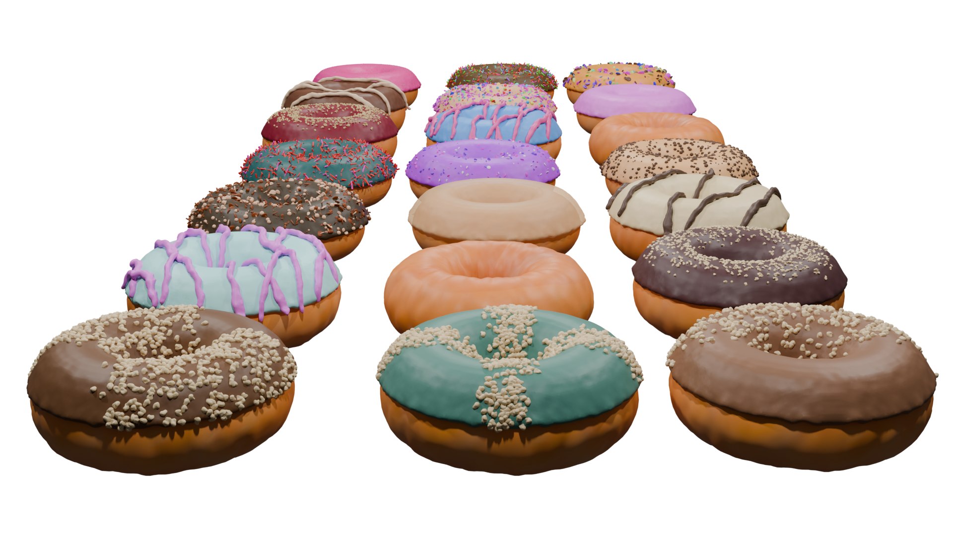 3D Donut Bundle 21 Tasty Variations 3D Model - TurboSquid 2350886