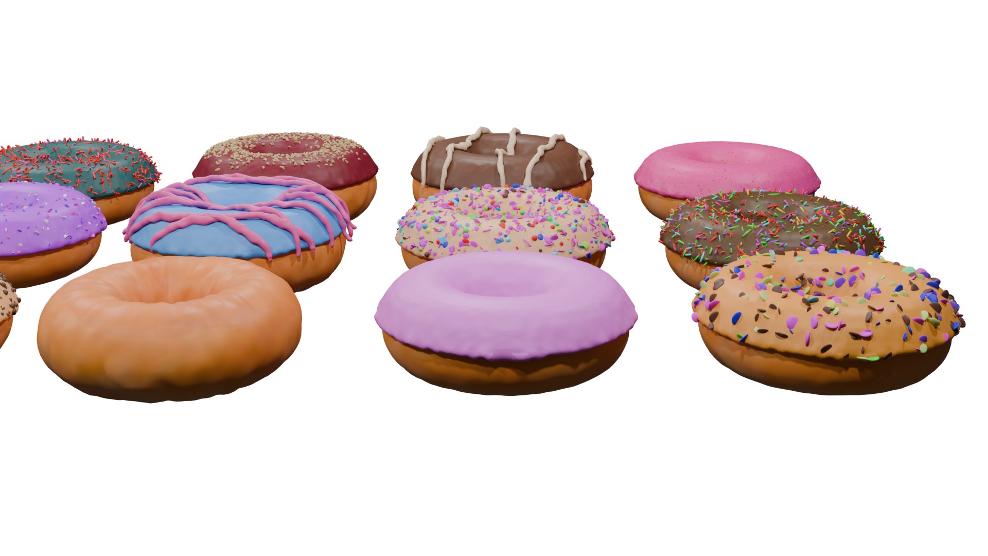 3D Donut Bundle 21 Tasty Variations 3D Model - TurboSquid 2350886