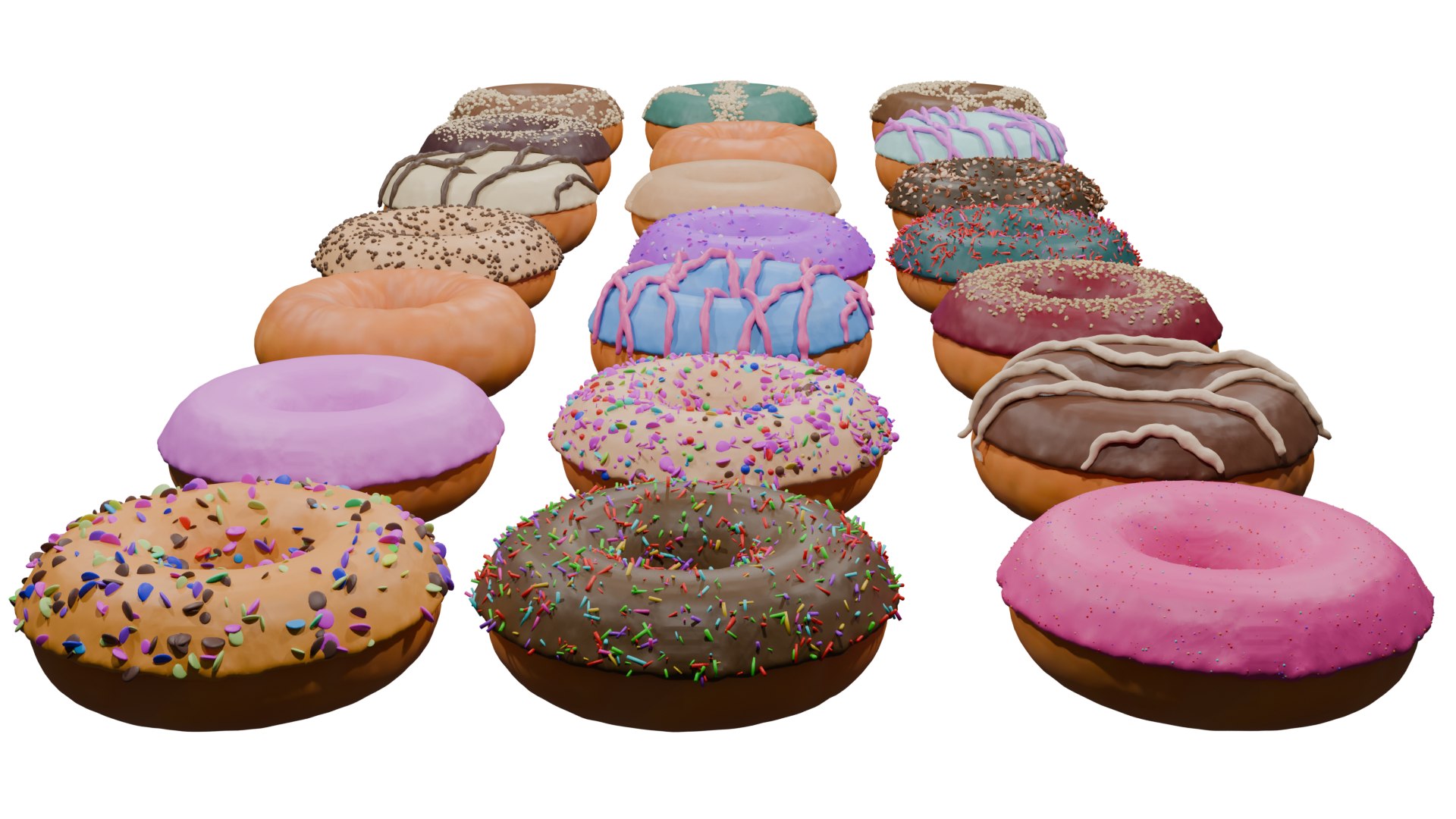 3D Donut Bundle 21 Tasty Variations 3D Model - TurboSquid 2350886