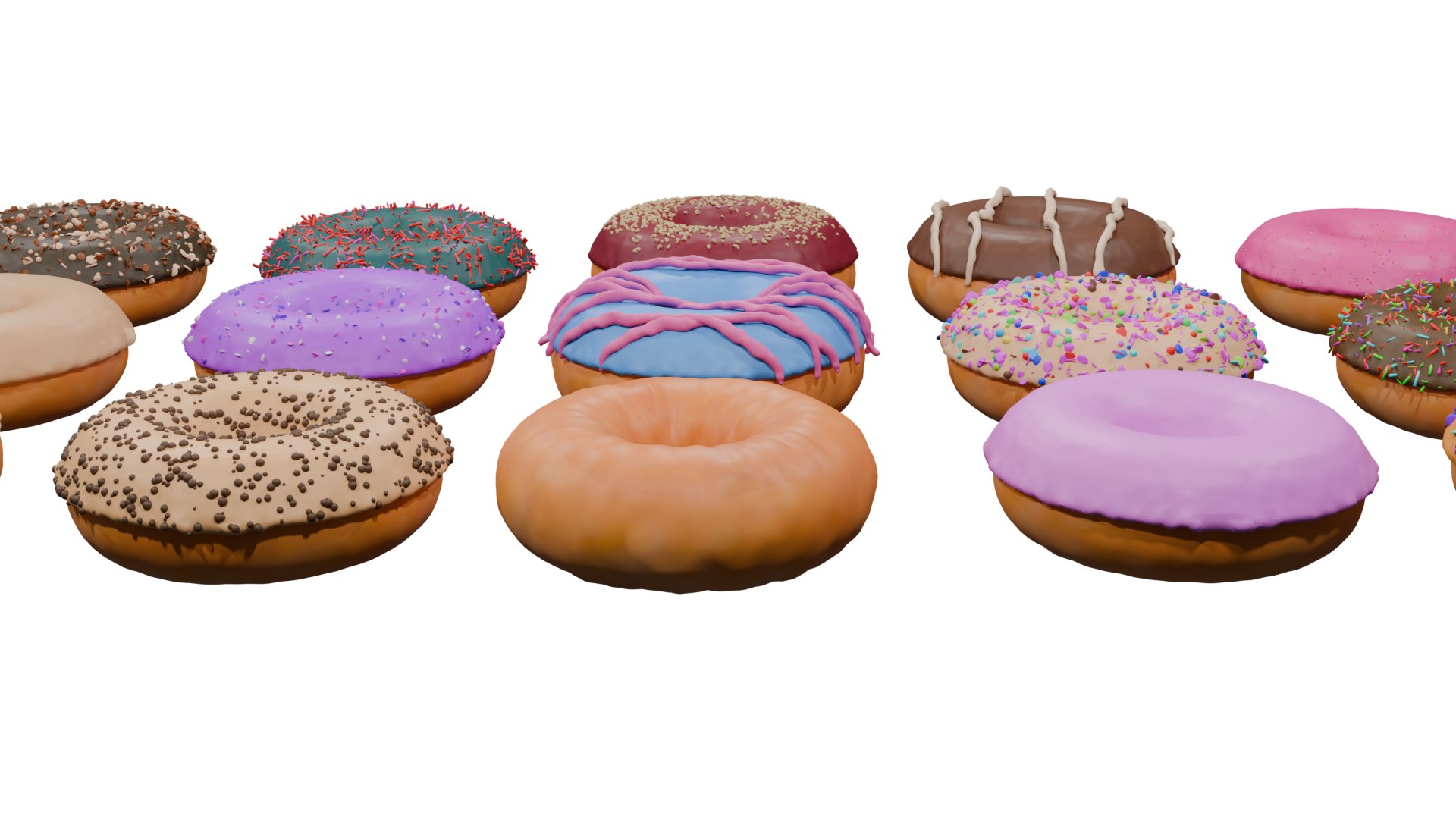 3D Donut Bundle 21 Tasty Variations 3D Model - TurboSquid 2350886