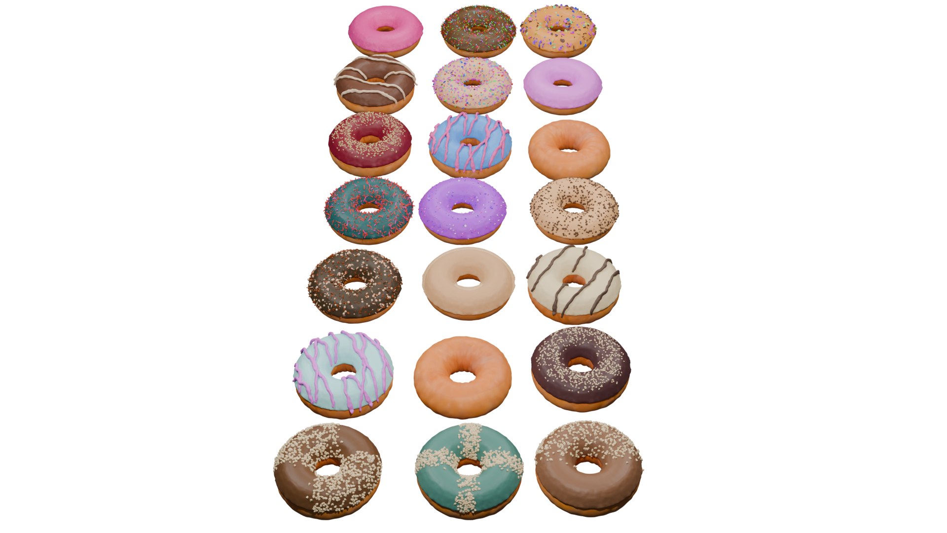 3D Donut Bundle 21 Tasty Variations 3D Model - TurboSquid 2350886