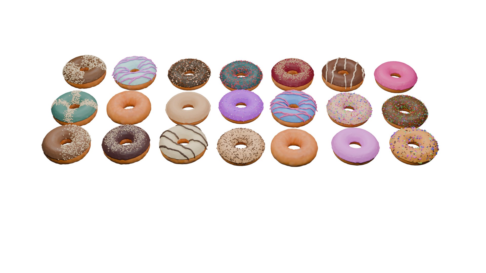 3D Donut Bundle 21 Tasty Variations 3D Model - TurboSquid 2350886