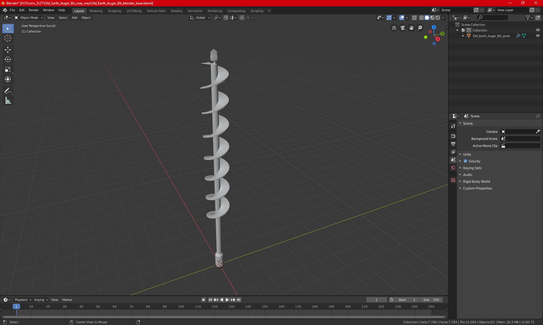 Old Earth Auger Bit 3D Model - TurboSquid 2104811