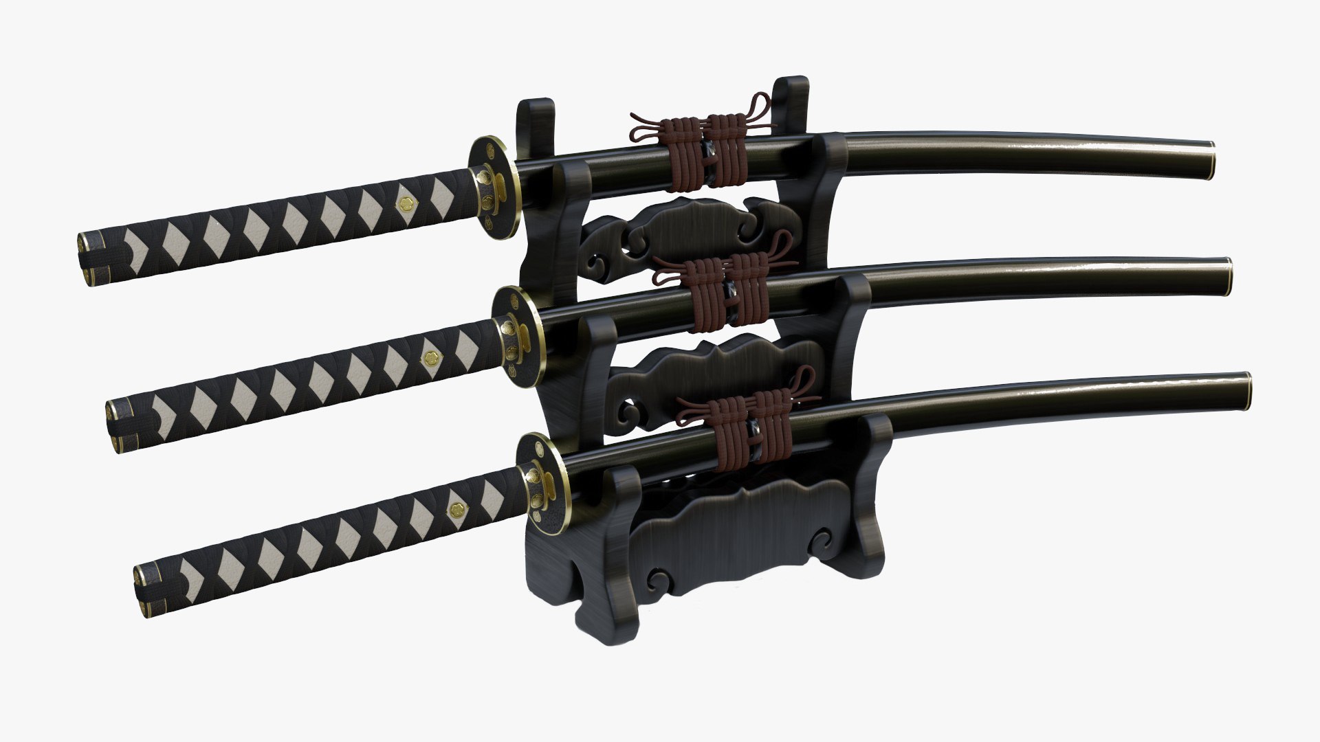 3D Japanese Sword Stands Pack Model - TurboSquid 2248677