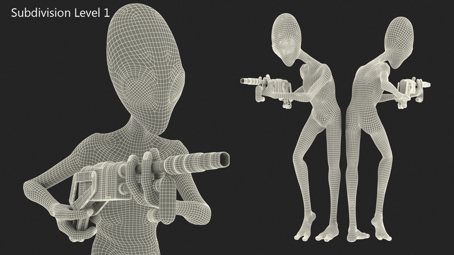Humanoid alien attacking pose model - TurboSquid 1627771