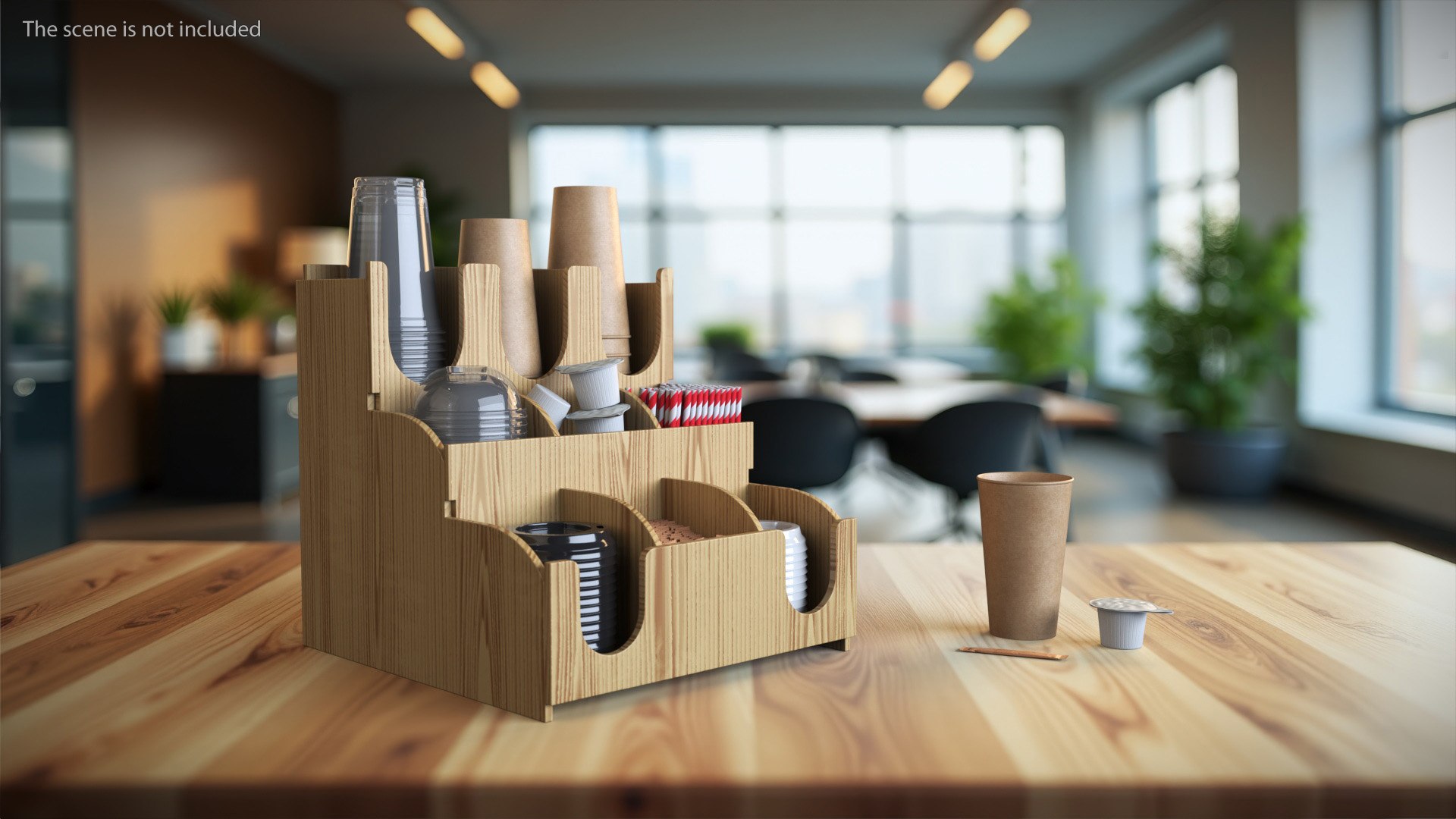 Coffee Station Organizer With Cups And Lids Wood Model - TurboSquid 2516749