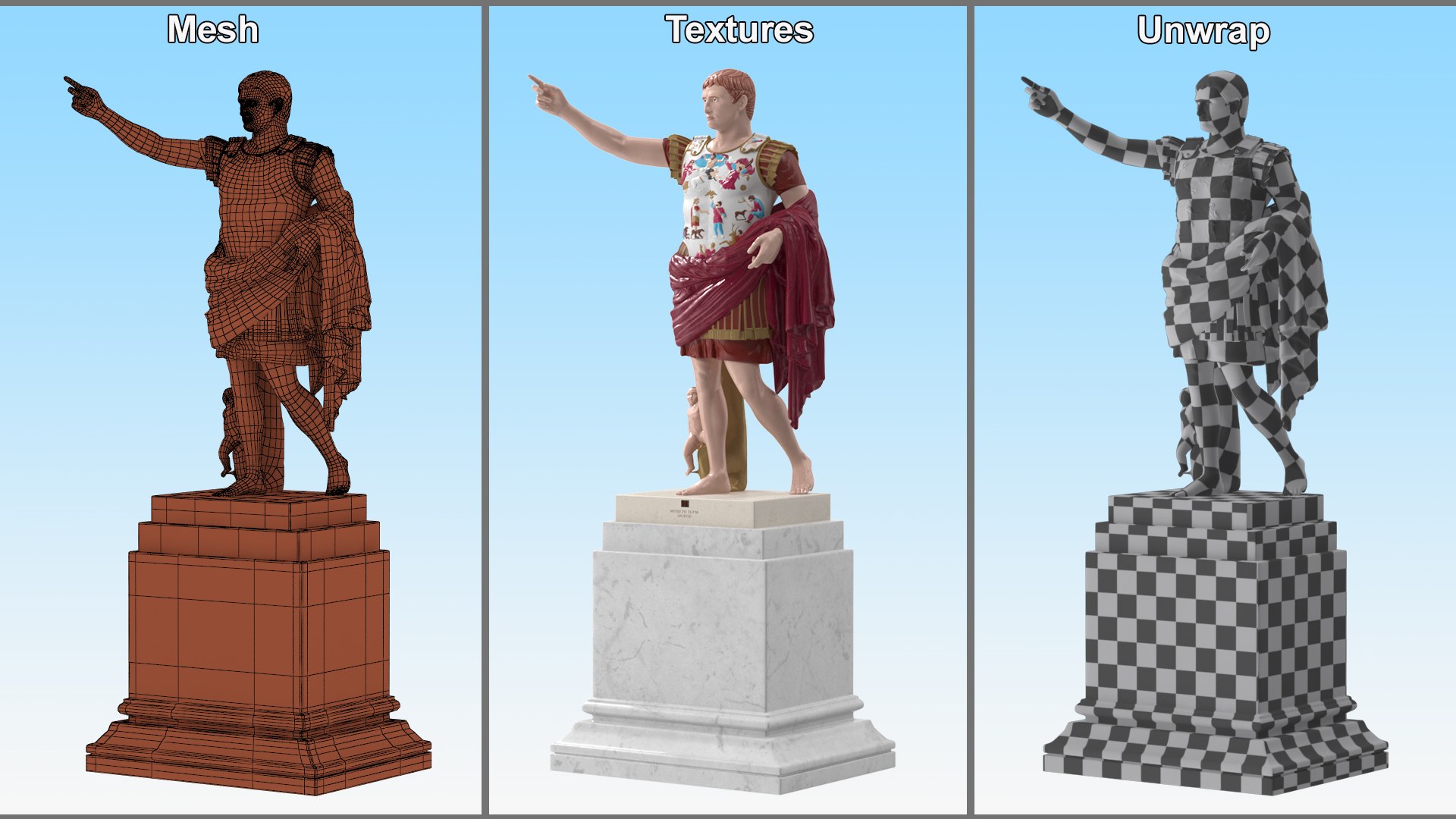 Roman Leader Statue of Prima Porta Stylized Replica 3D model ...