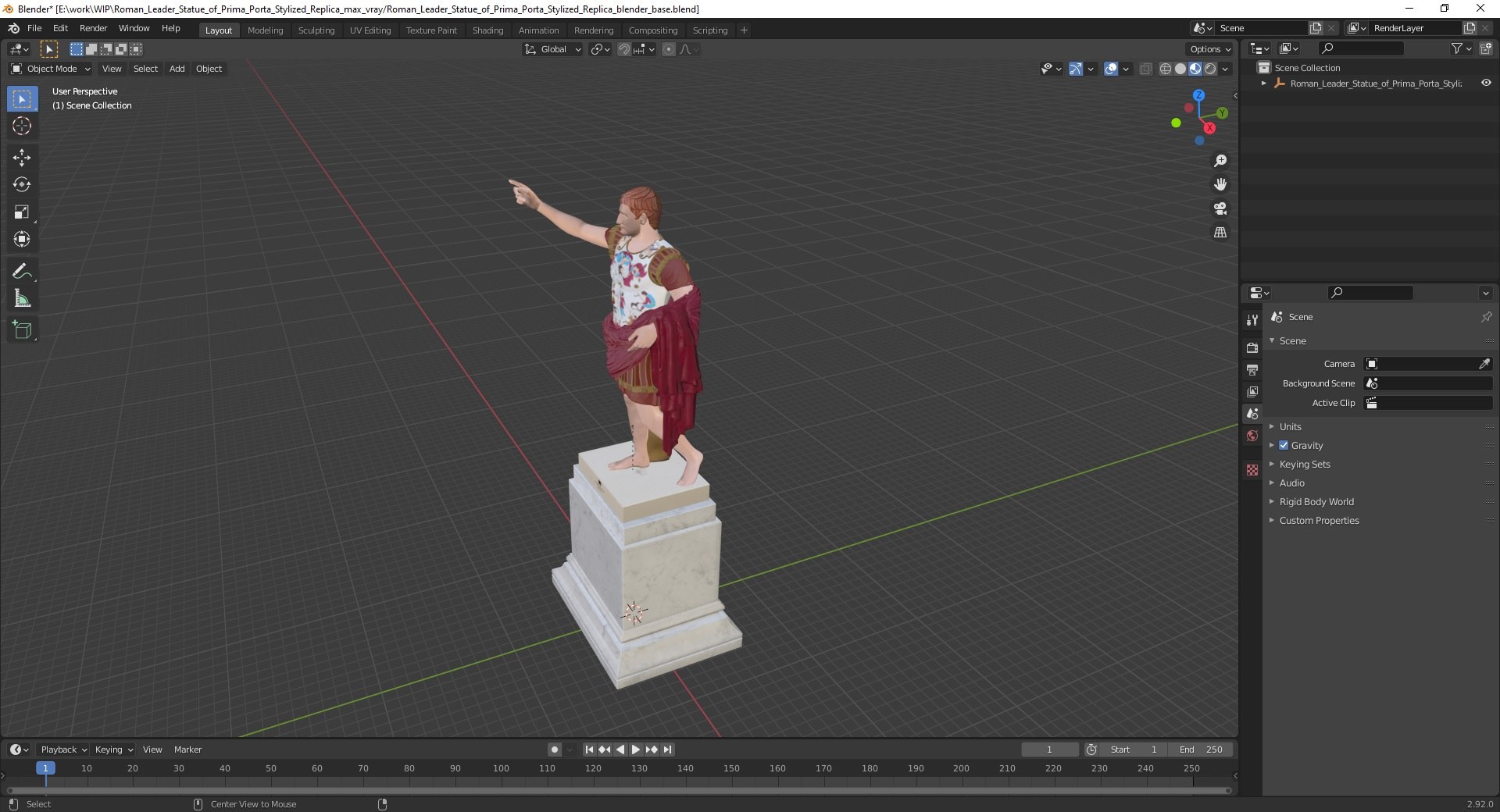 Roman Leader Statue of Prima Porta Stylized Replica 3D model ...