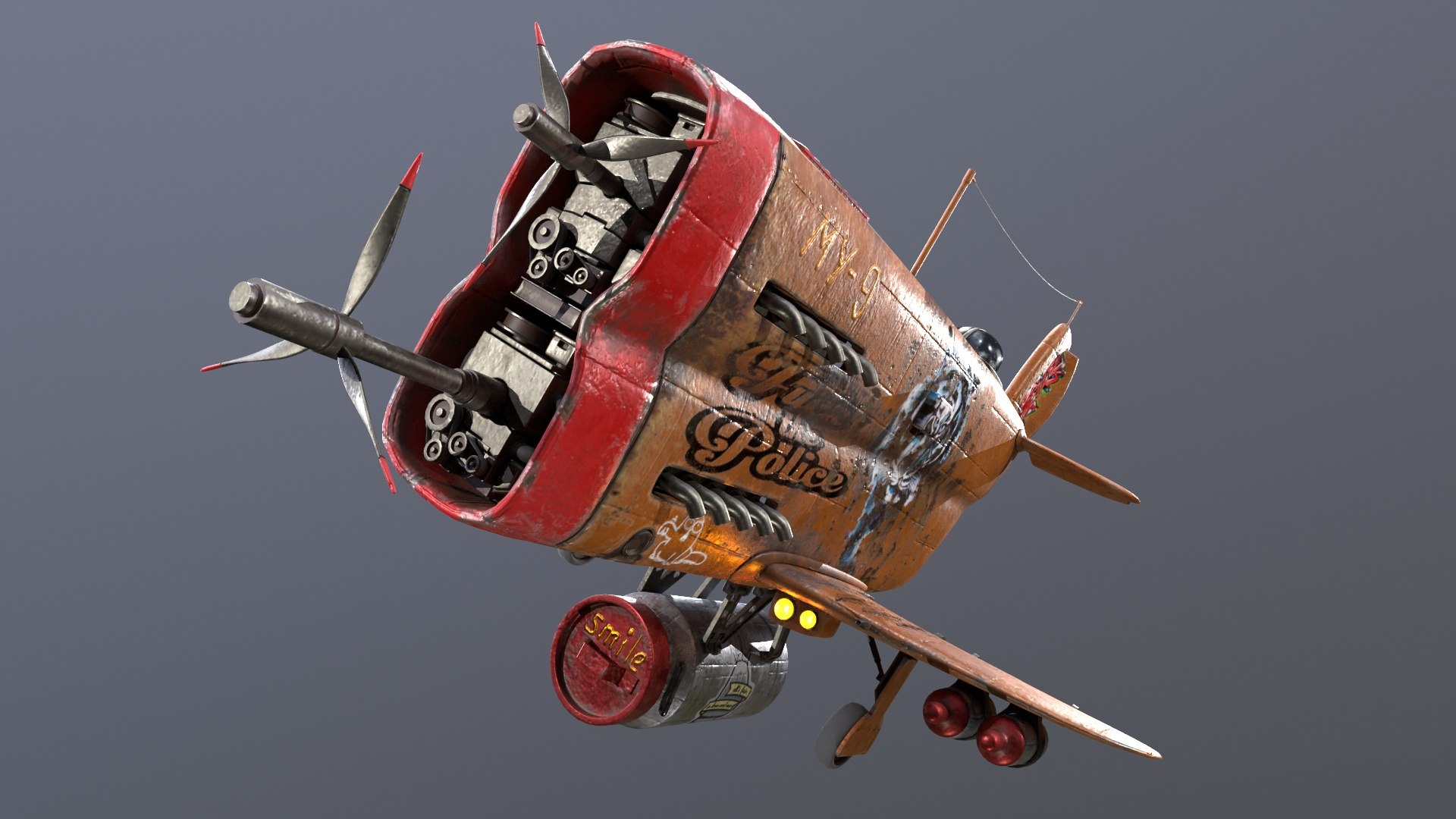3D Stylized Realistic Brown Airplane - TurboSquid 2110167
