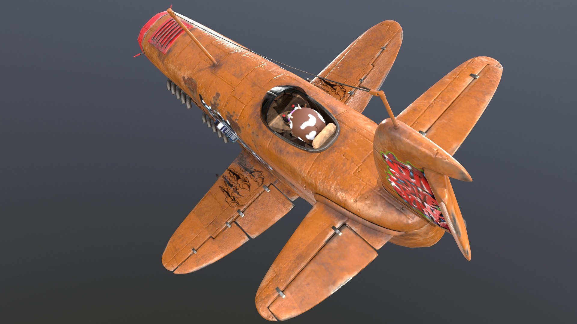 3D Stylized Realistic Brown Airplane - TurboSquid 2110167