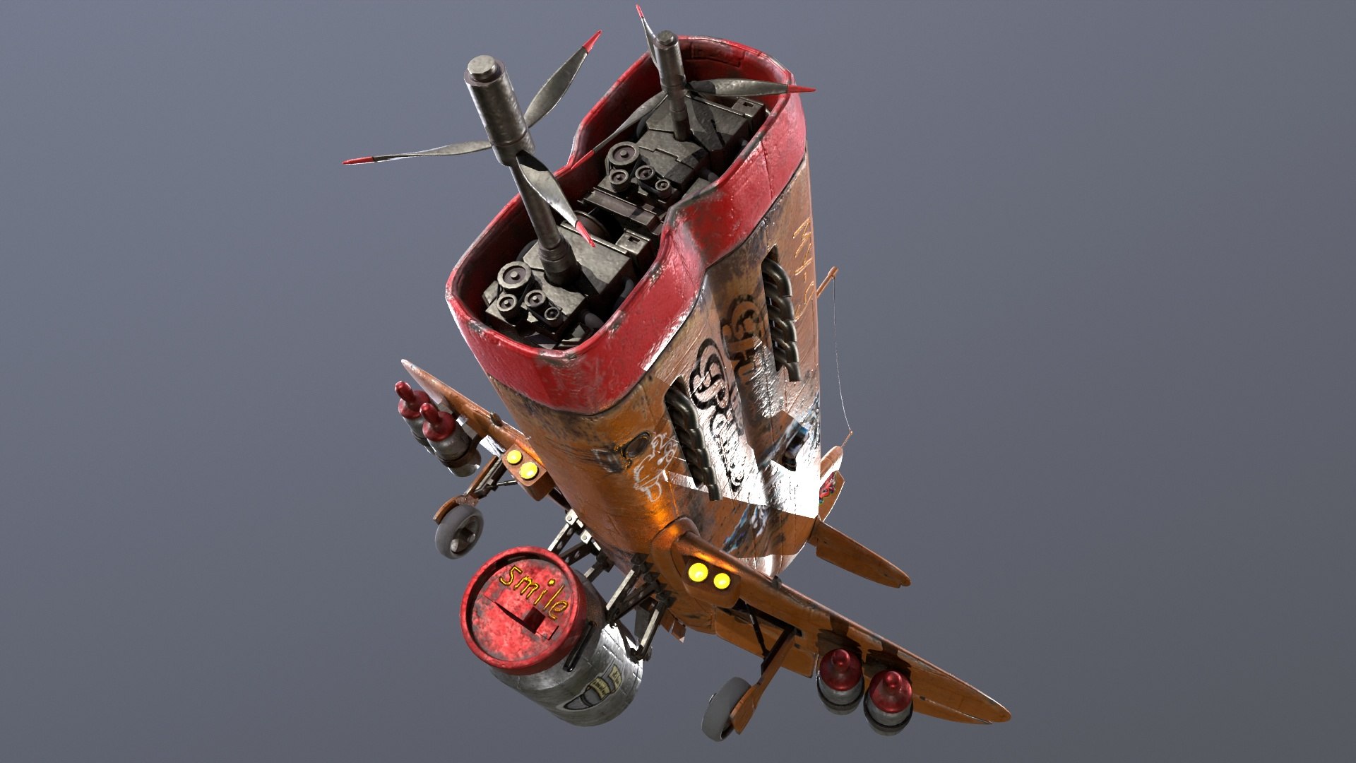 3D Stylized Realistic Brown Airplane - TurboSquid 2110167