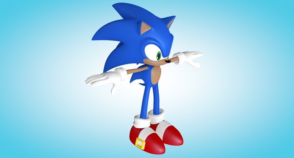 sonic rigged animation 3d model