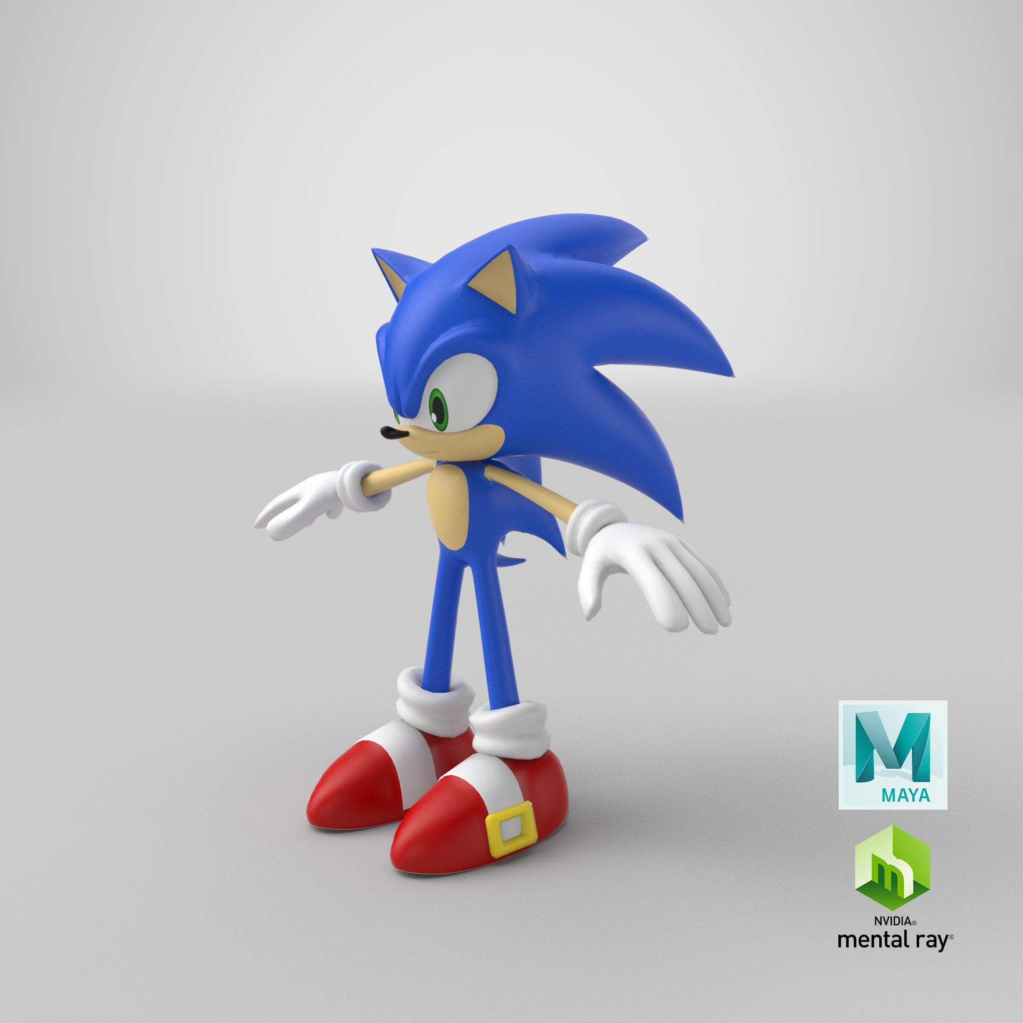 sonic rigged animation 3d model