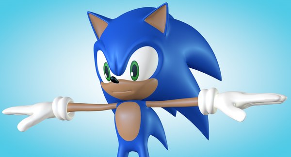 sonic rigged animation 3d model