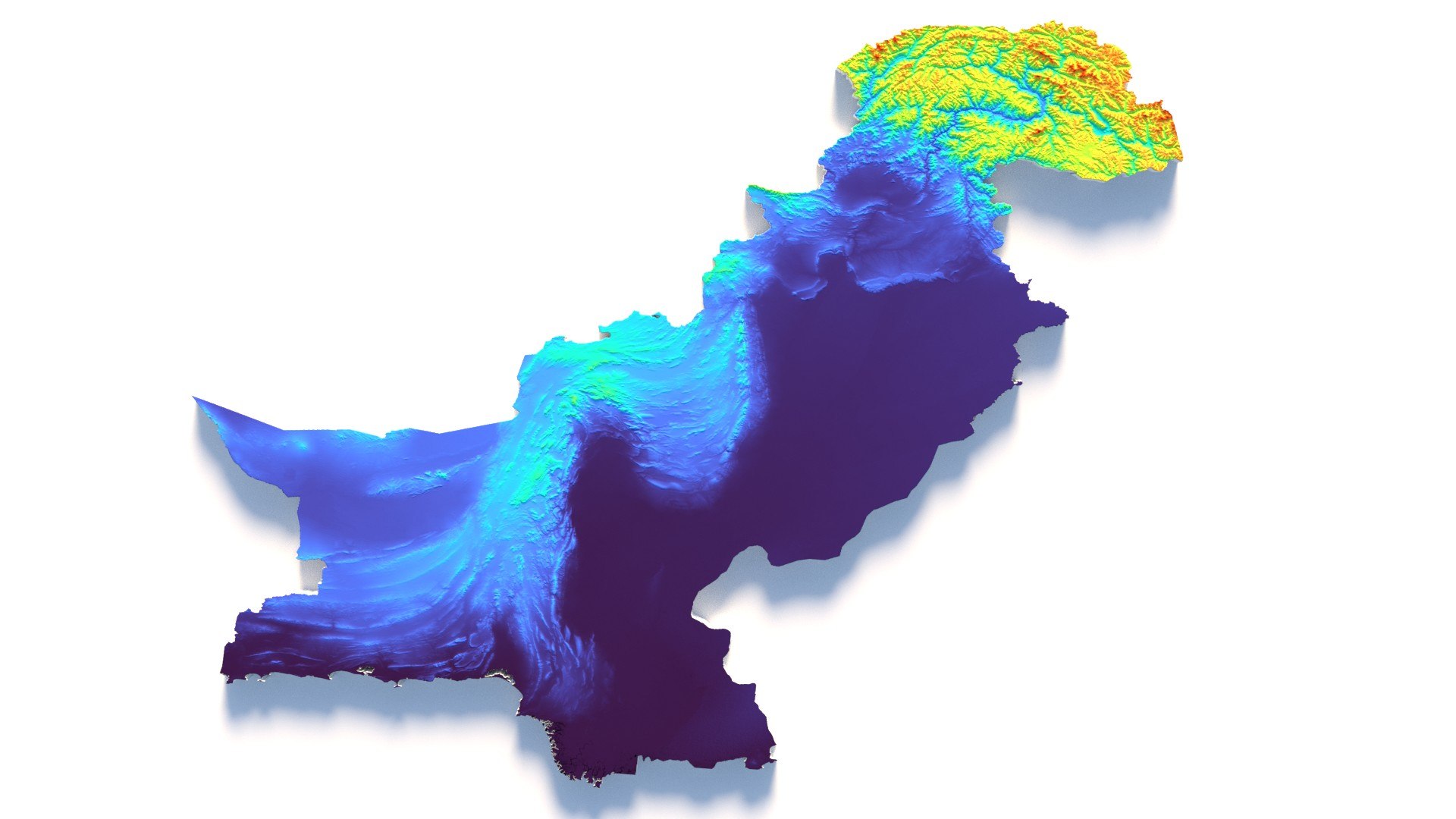 Pakistan Terrain Map 3D Model - TurboSquid 2336565