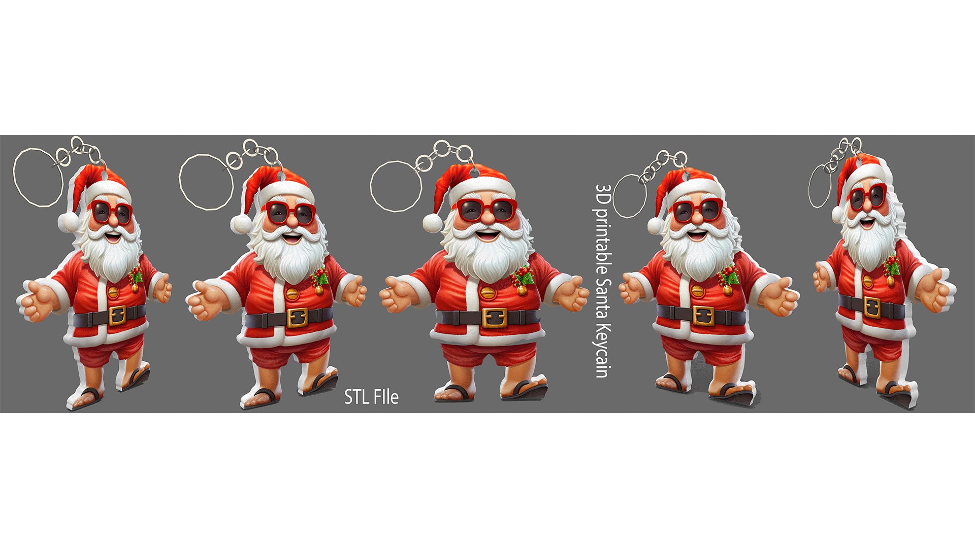 3D Santa Christmas Keychain STL Printable And Decorate 3D Print Model ...