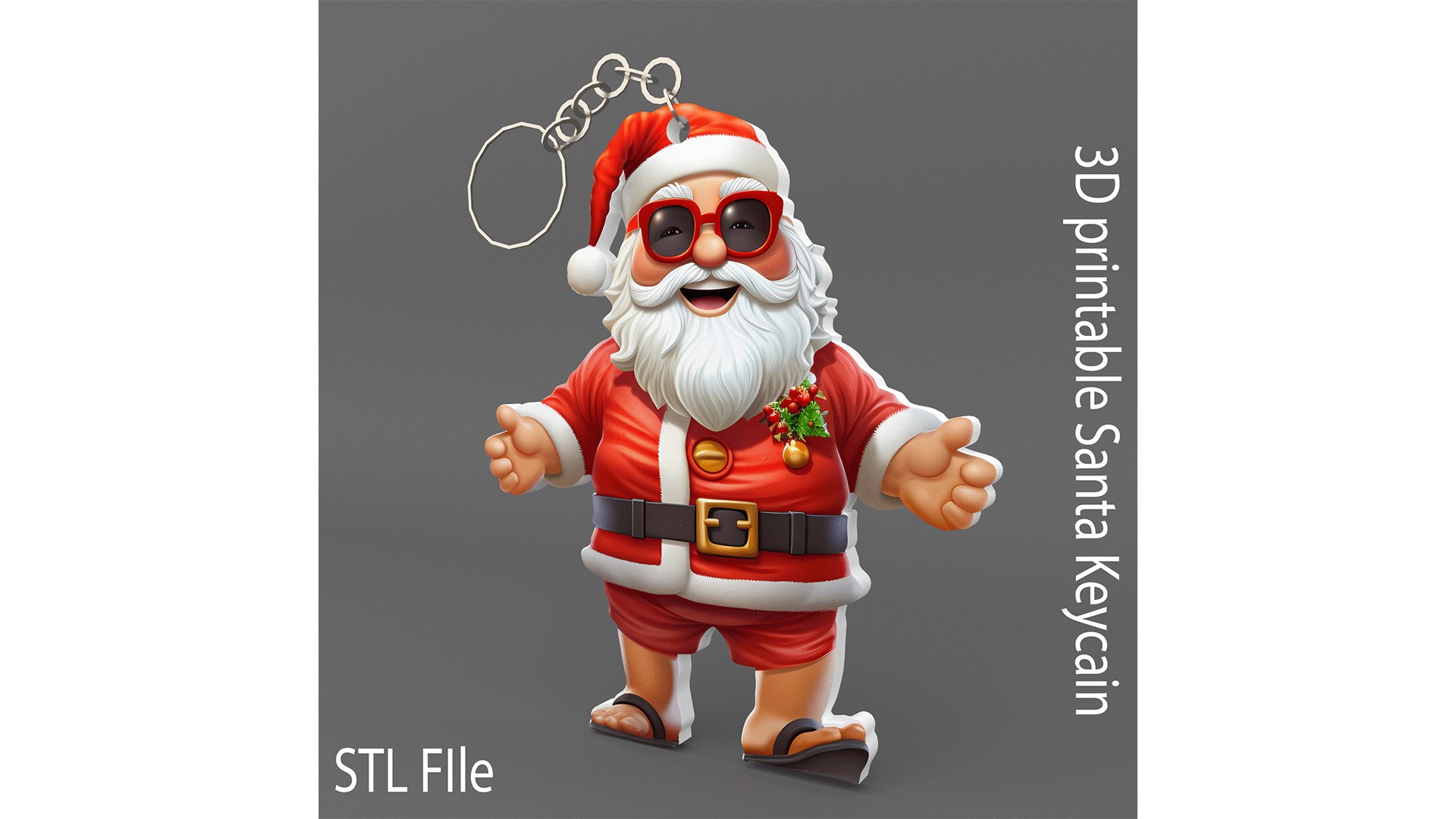 3D Santa Christmas Keychain STL Printable And Decorate 3D Print Model ...